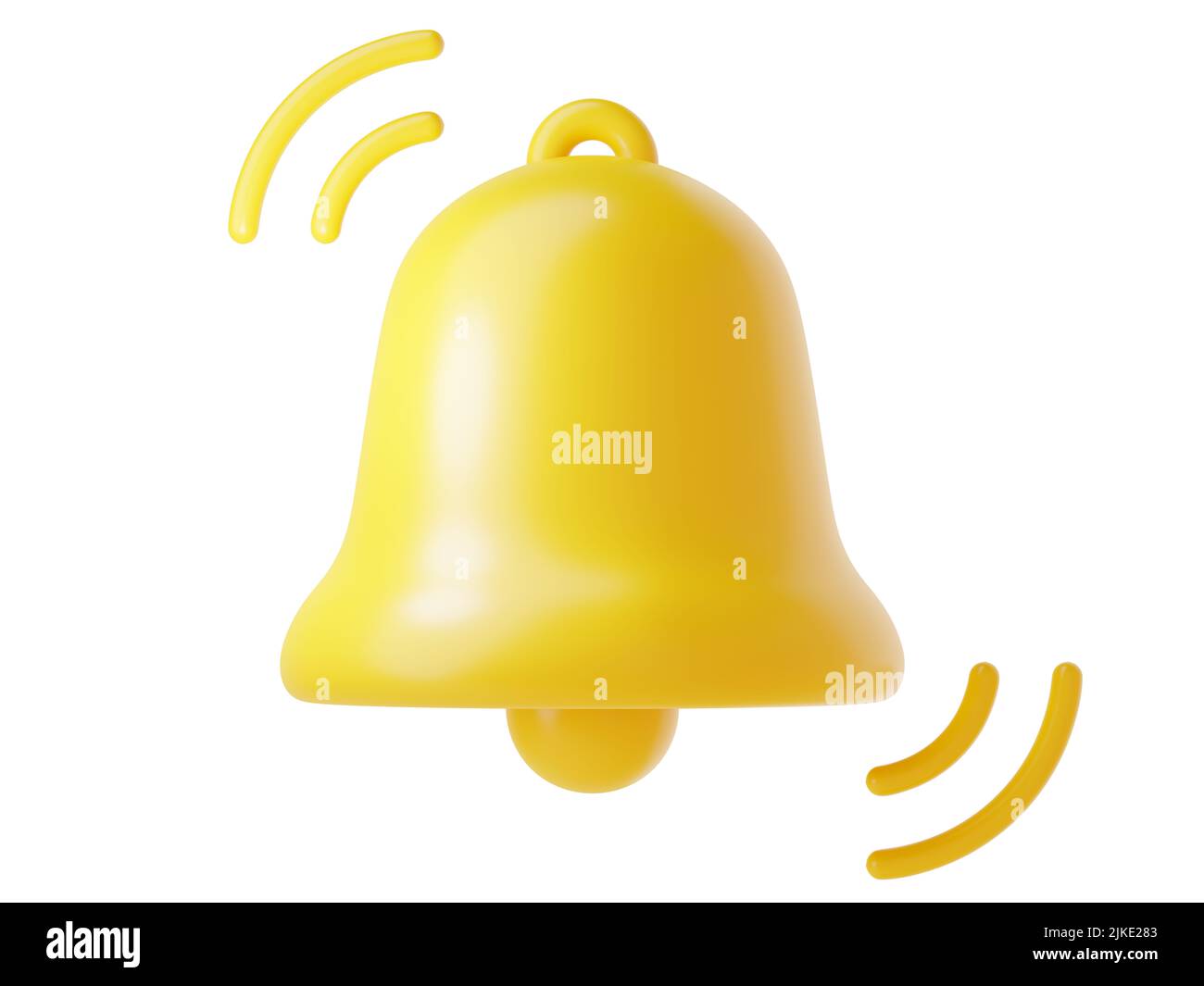 Notification bell icon 3d render - cute cartoon illustration of simple ...