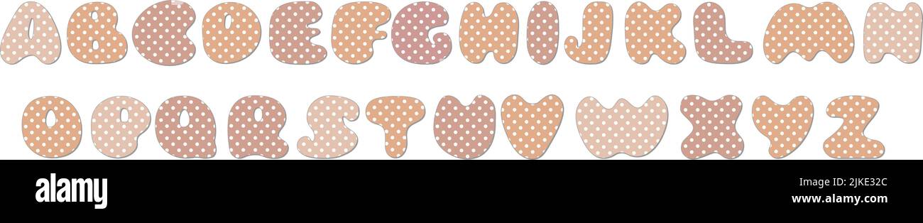 Polka dot alphabet. Pastel boho polka dots font. Hand drawn letter ...