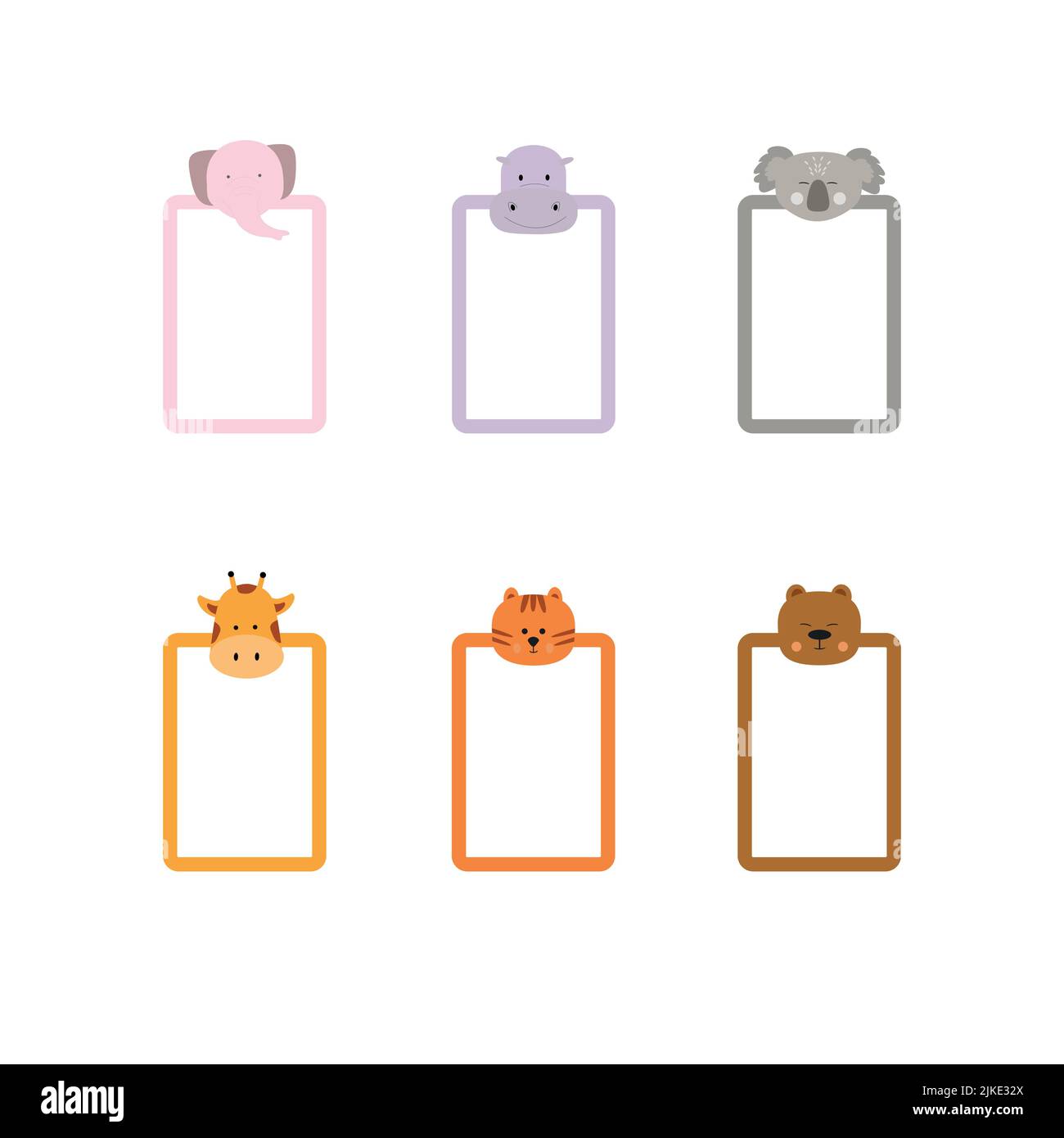 Set of vector frames with animals. Children photo frame animal, vector ...