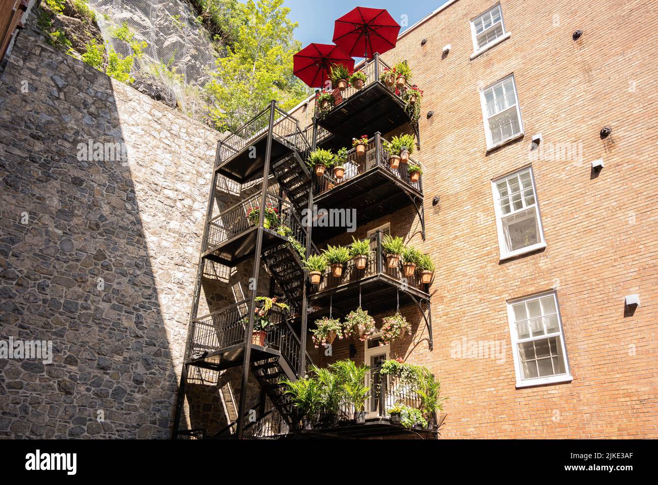 Quebec City, Canada - view of the 4 story brick building located in old ...