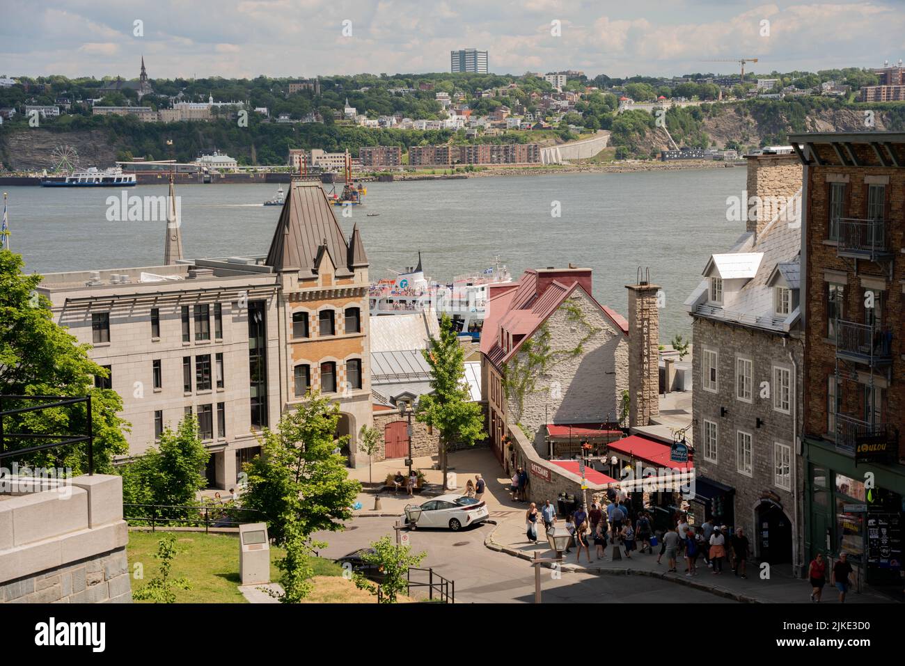 Quebec City, Canada - July 17, 2022: View on St. Lawrence river port ...
