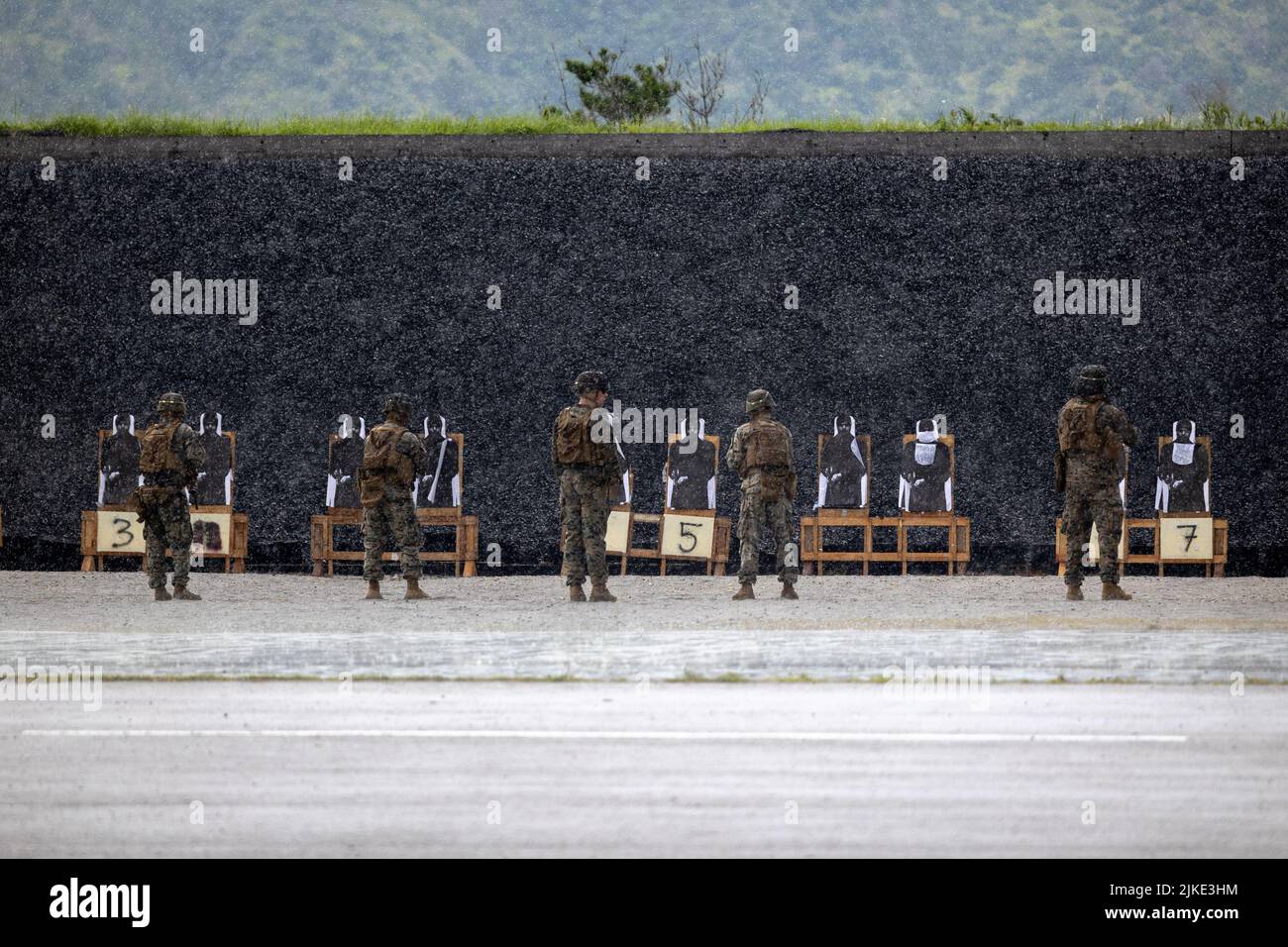 U.S. Marines with 3d Battalion, 3d Marines conduct firing drills during ...