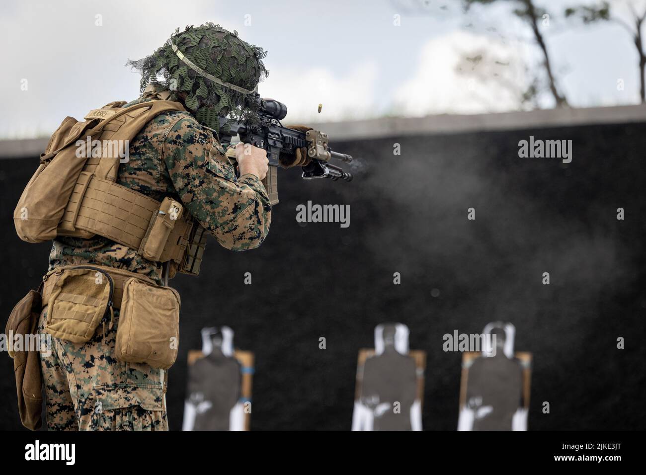 U.S. Marines with 3d Battalion, 3d Marines conduct a box drill during a ...