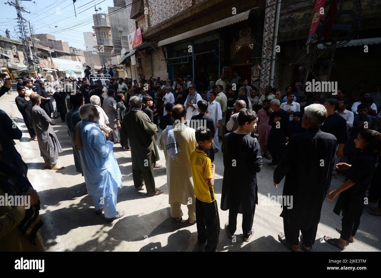 Peshawar, Pakistan. 01st Aug, 2022. Pakistani Shiite Muslims during the ...