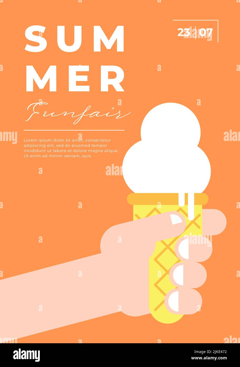 Summer festival minimal trendy vertical poster with ice cream in hand ...