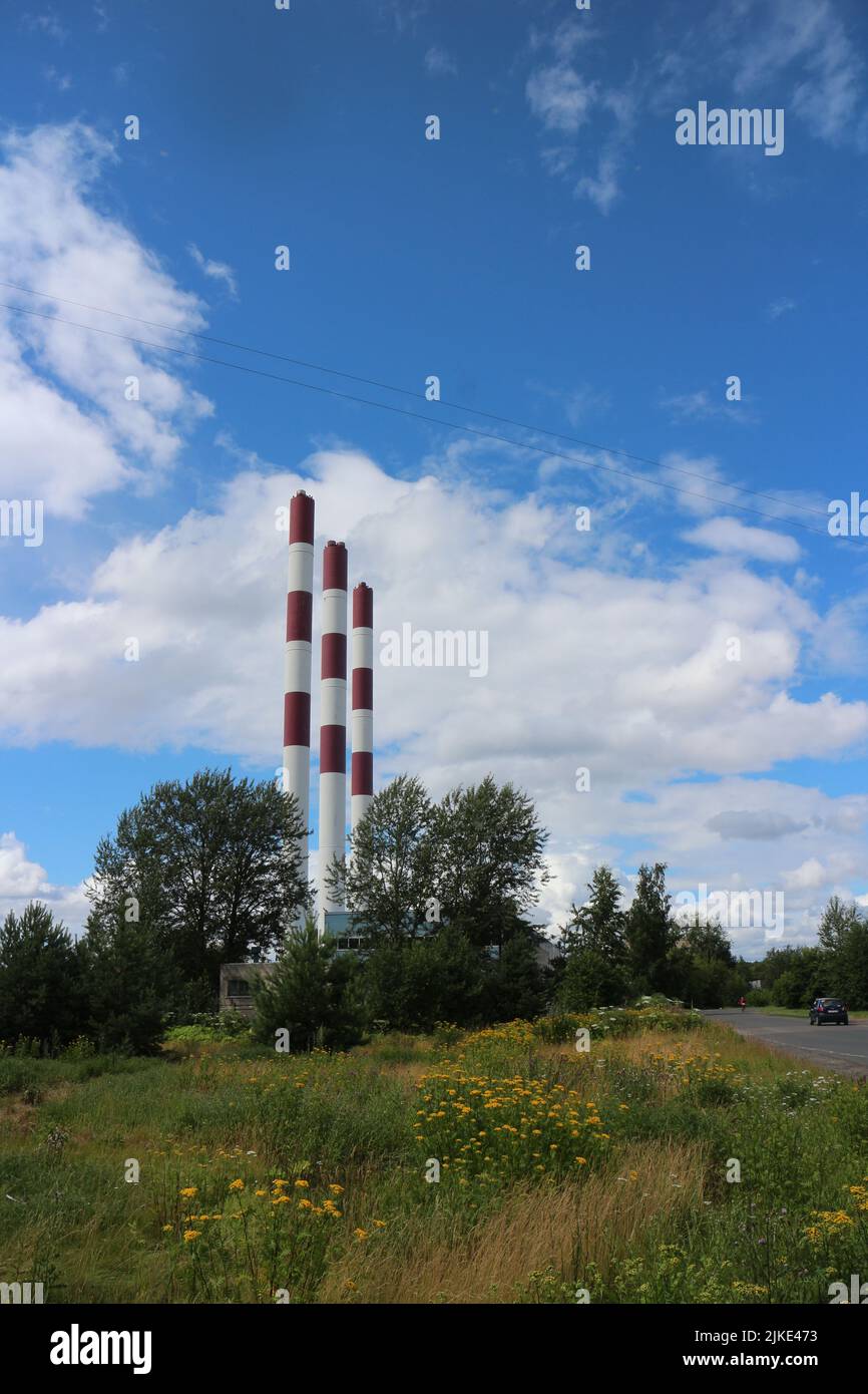 Striped industrial chimneys hi-res stock photography and images - Alamy