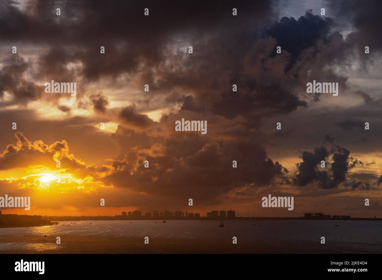 Stormy Sunset Cancun Mexico Stock Photo - Alamy