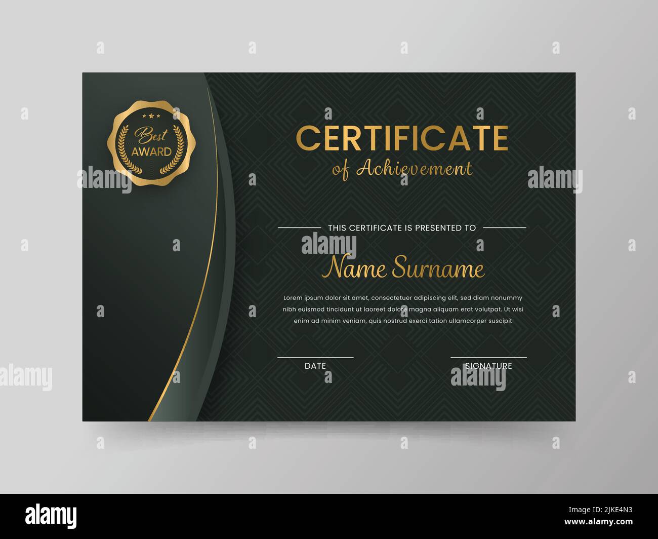 Certificate Of Achievement Template With Rhombus Overlay Pattern In ...