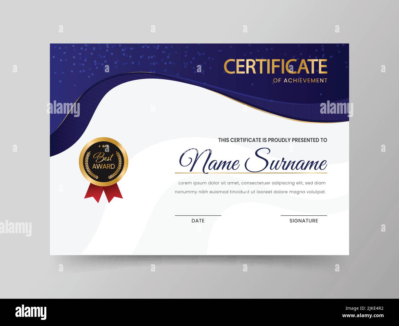 Best Award Certificate Of Achievement Template In Blue And White Color ...