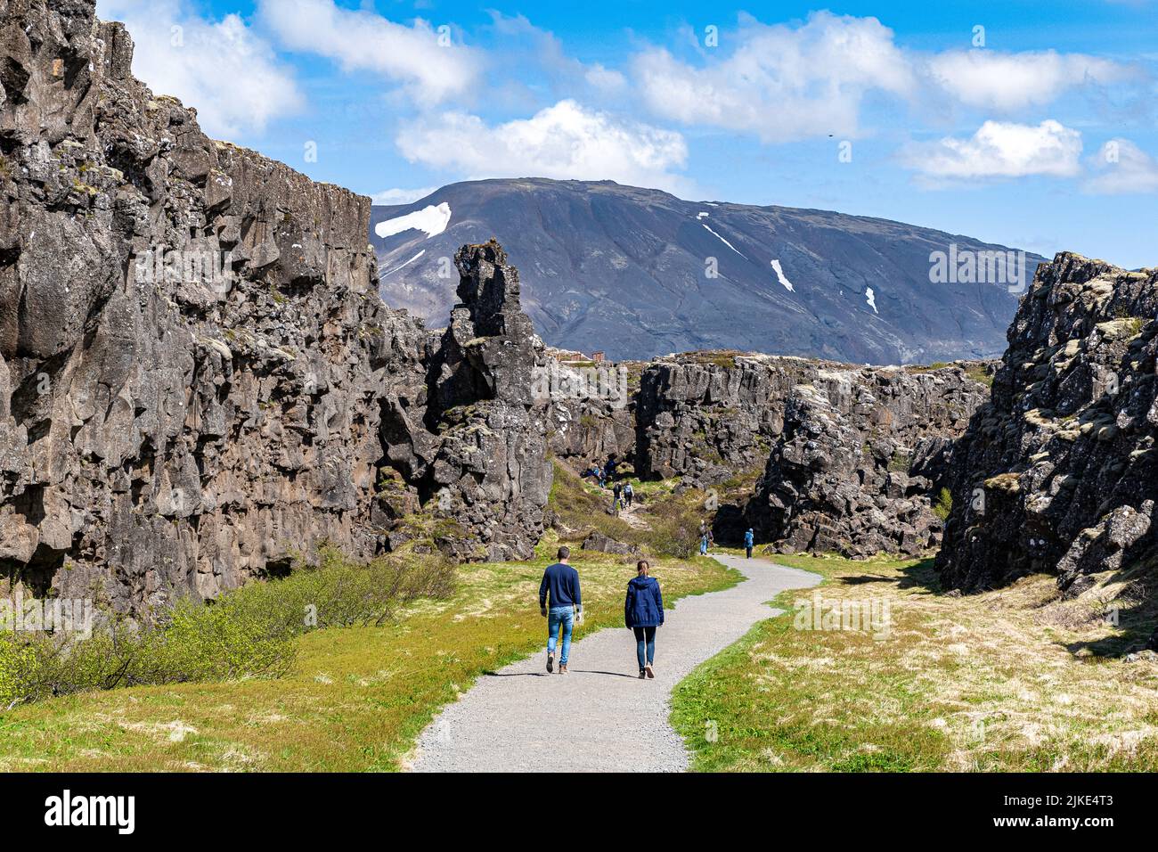 View of the rift valley at the Thingvellir national park in Iceland ...