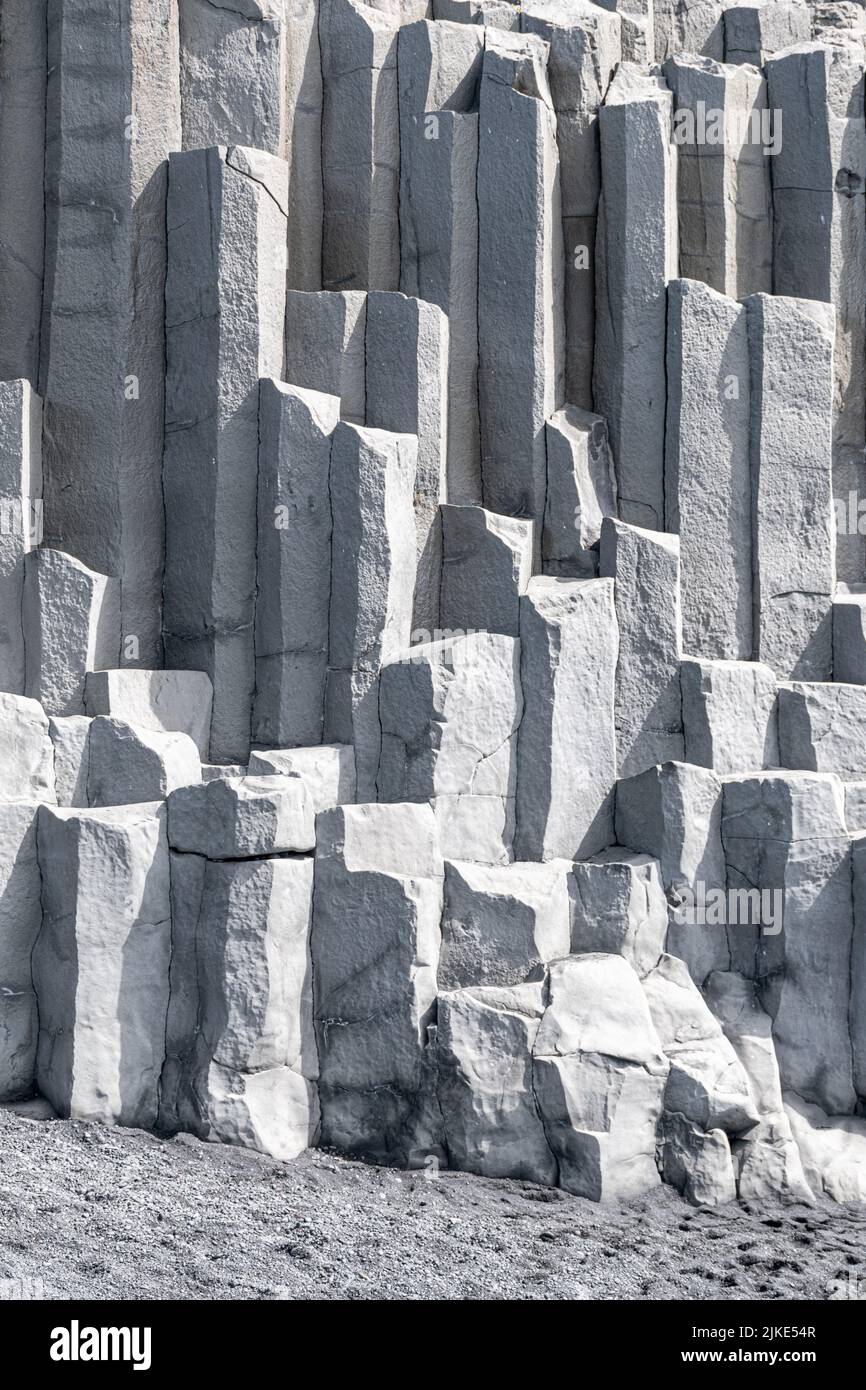 Detail of basalt columns at the base of Reynisfjall cliff in the ...