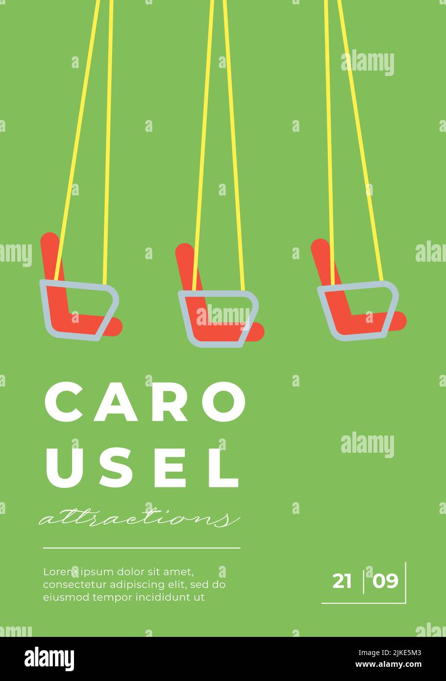 Amusement park festive minimal trendy vertical poster with children ...