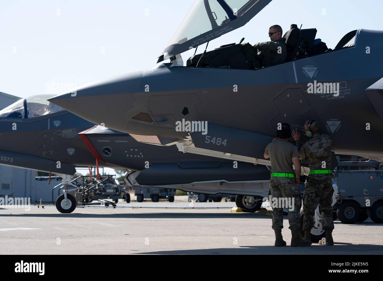 U.S. Air Force Airman 1st Class Aaron Jacobs, an F-35A crew chief, and ...