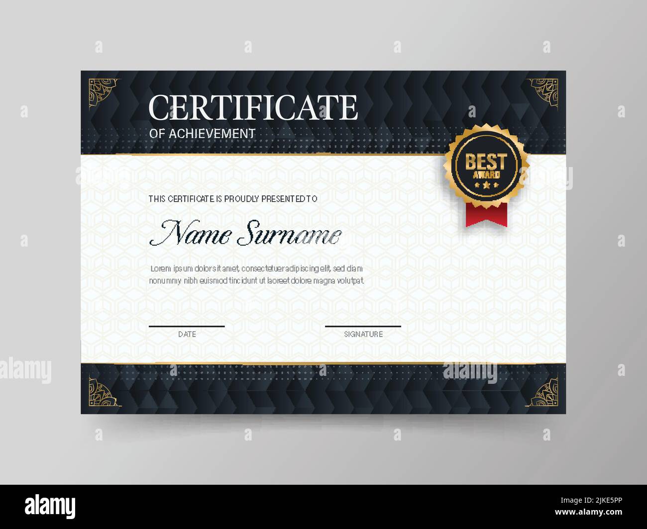 Best Award Certificate Of Achievement Template In Black And White Color ...