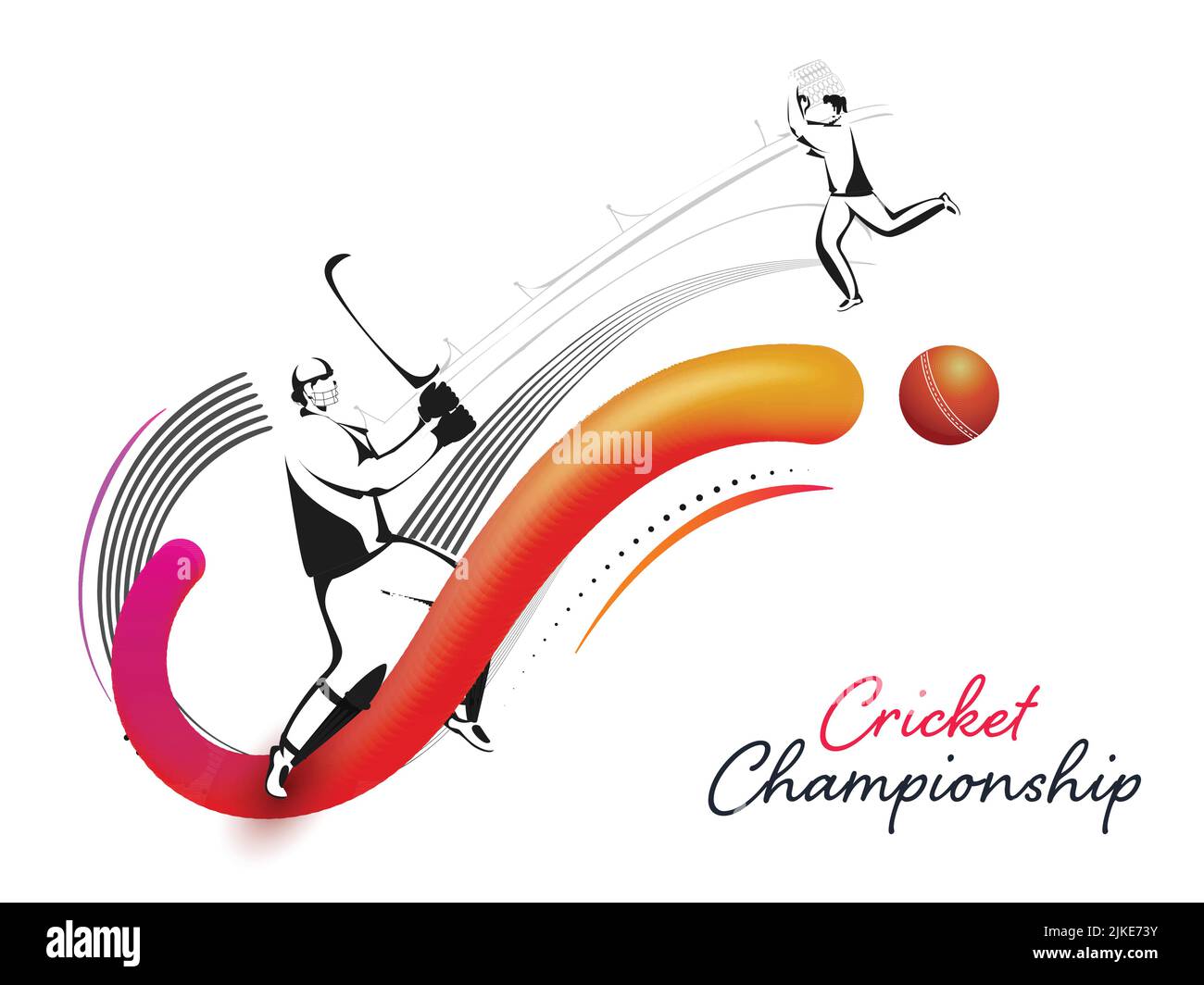 Cricket Championship Concept With Doodle Style Female Batter Player ...