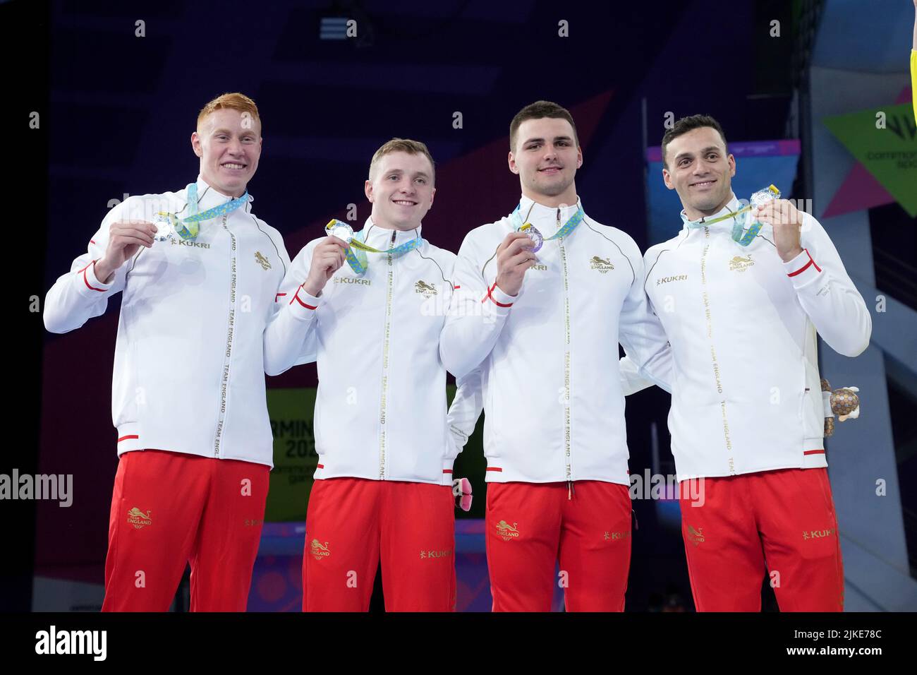 England’s James Guy, Jacob Whittle, Joe Litchfield and Tom Dean with ...