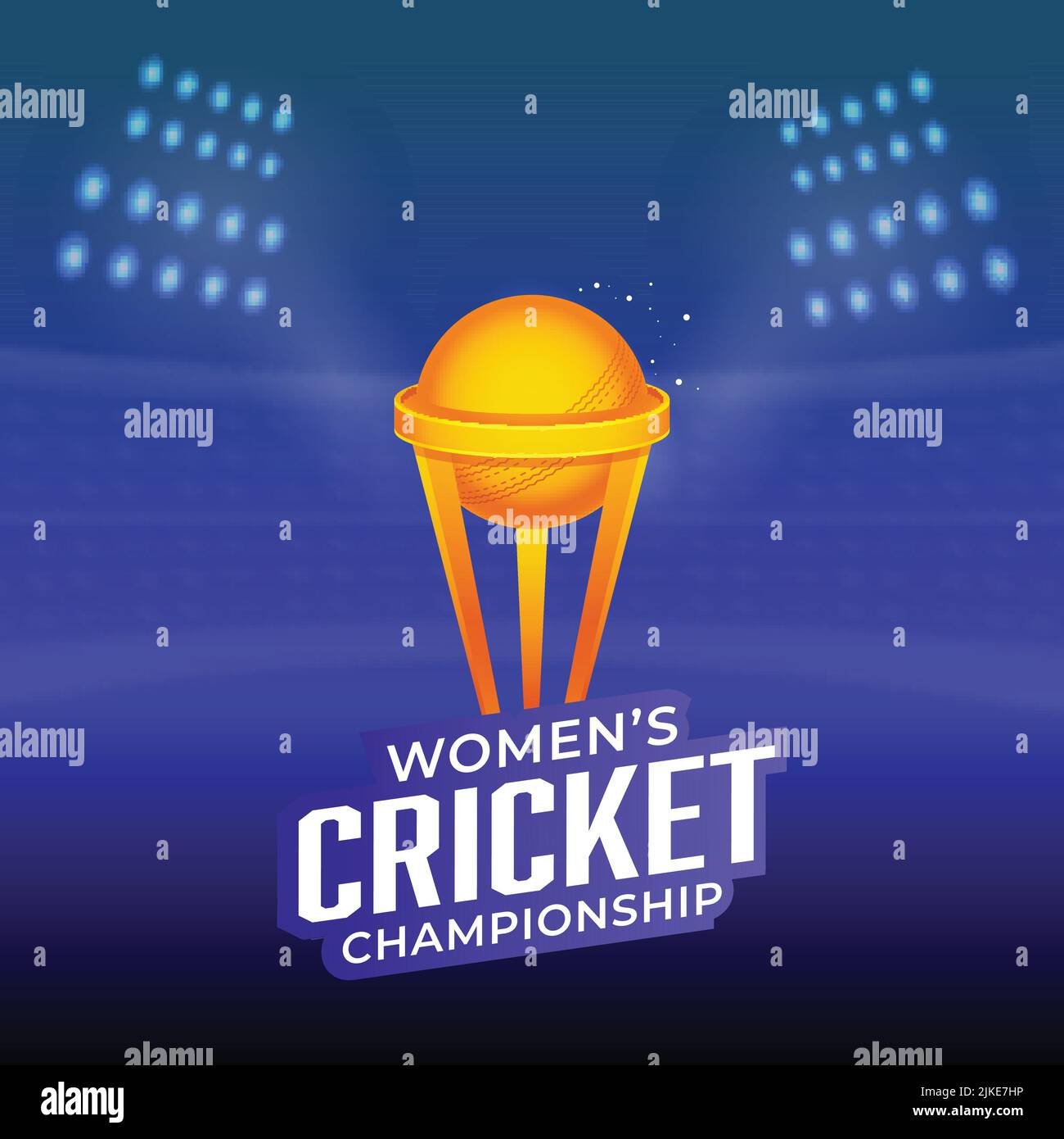 Sticker Style Women's Cricket Championship Font With 3D Winning Trophy ...