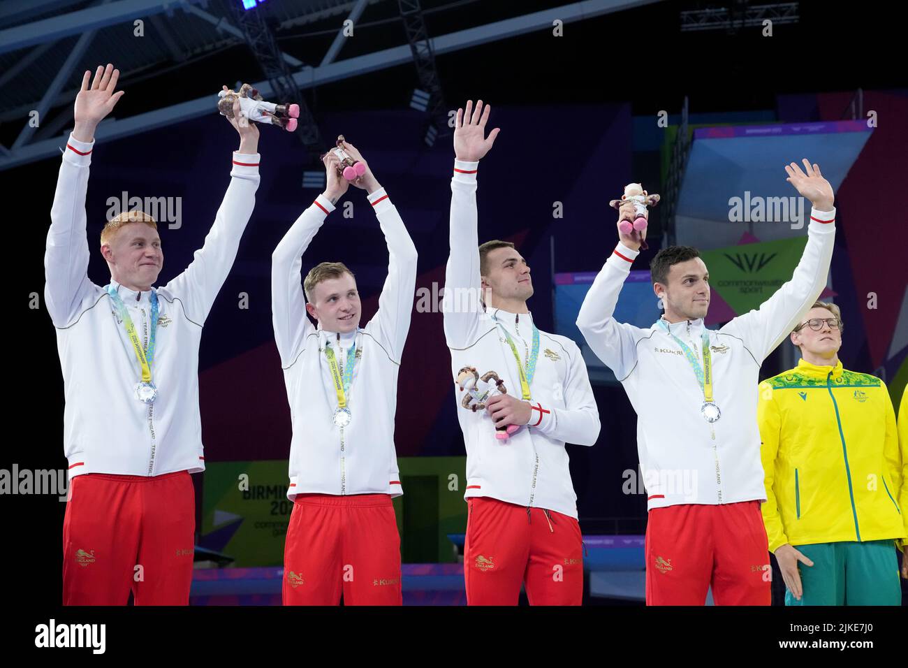 England’s James Guy, Jacob Whittle, Joe Litchfield and Tom Dean with ...