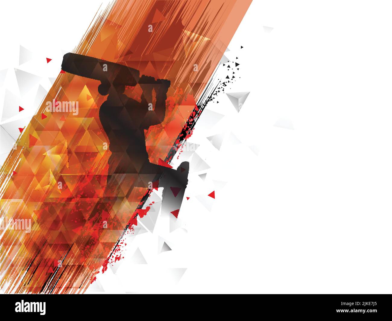 Silhouette Of Female Batter Player With Brown Brush Stroke Effect ...