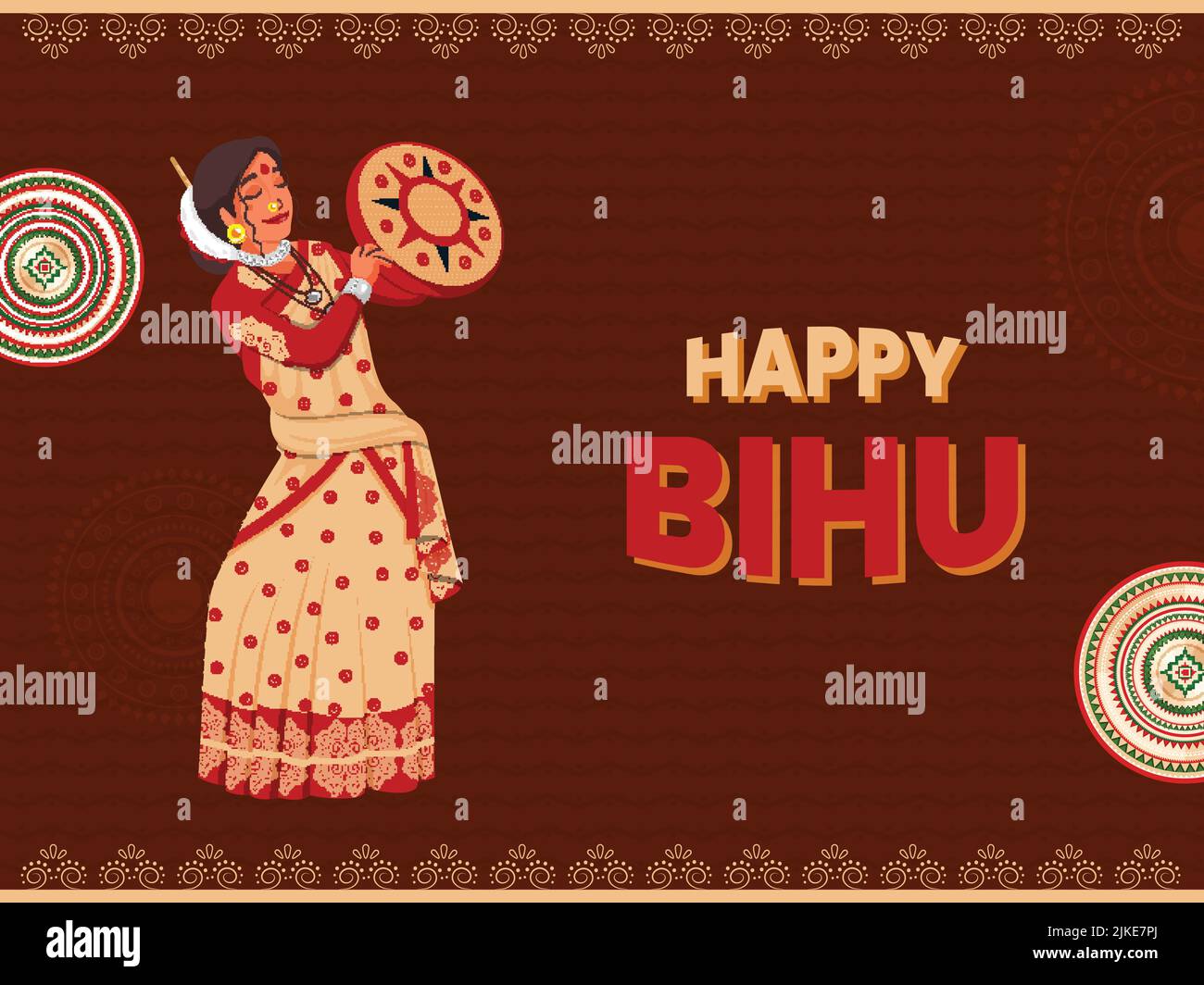 Happy Bihu Celebration Concept With Beautiful Assam Young Woman Playing ...