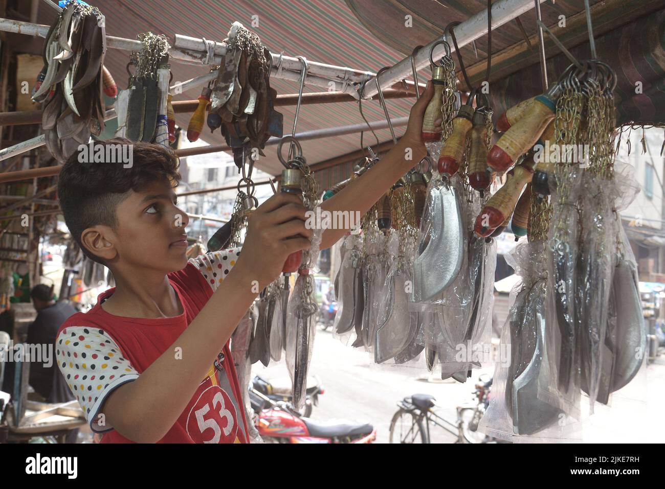 Lahore, Pakistan. 01st Aug, 2022. Pakistani vendor displays sacred ...
