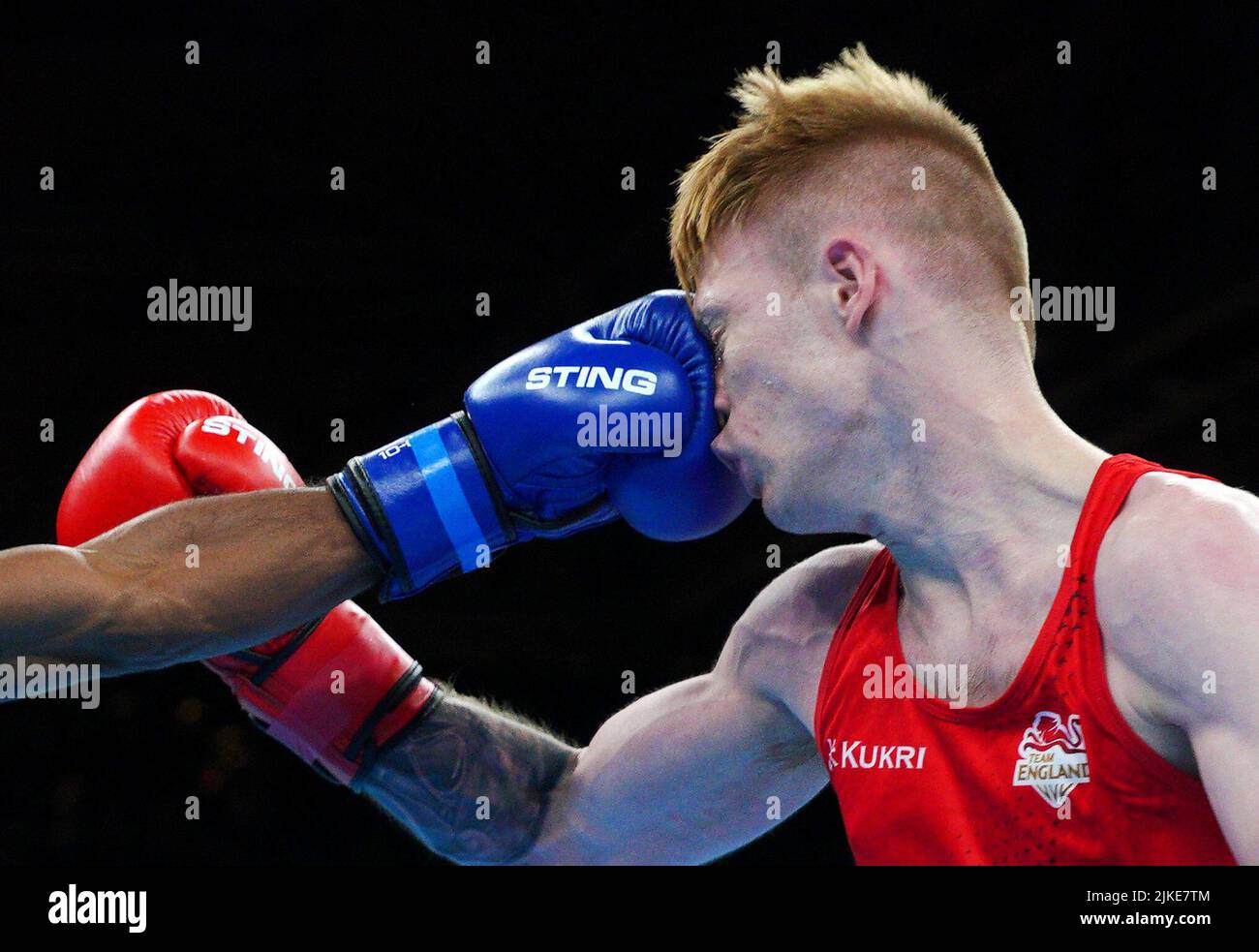 England's Kiaran Macdonald takes a punchin the Men's Fly (48-51kg) at ...