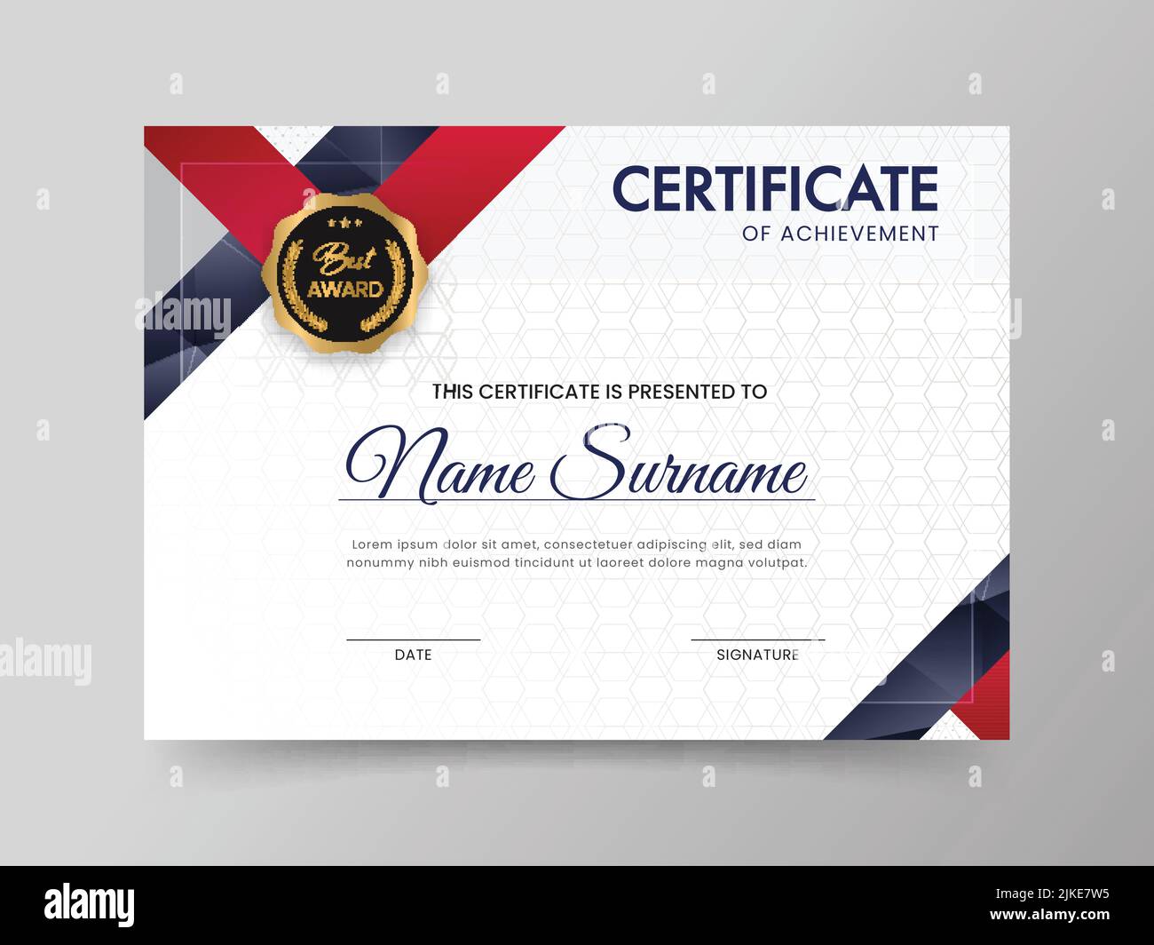 Certificate Of Achievement Template With Label Badge Against Gray ...