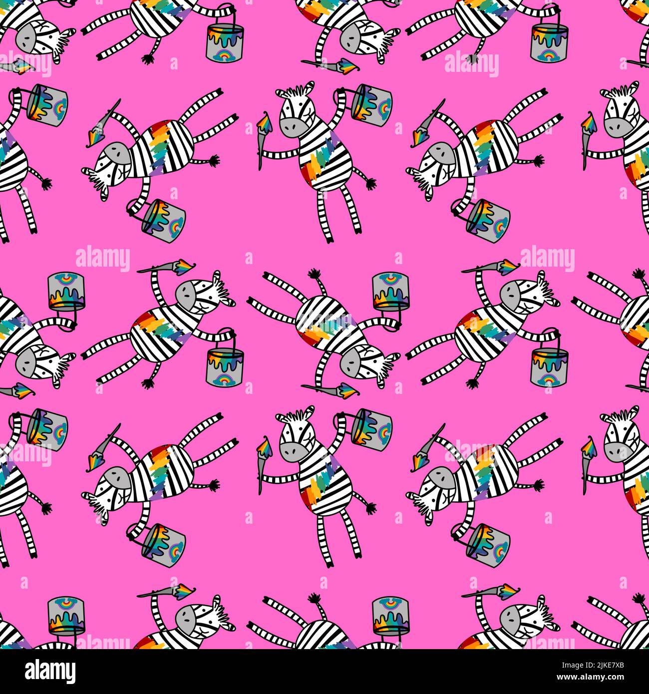 Cartoon kids animals seamless zebra pattern for wrapping paper and ...