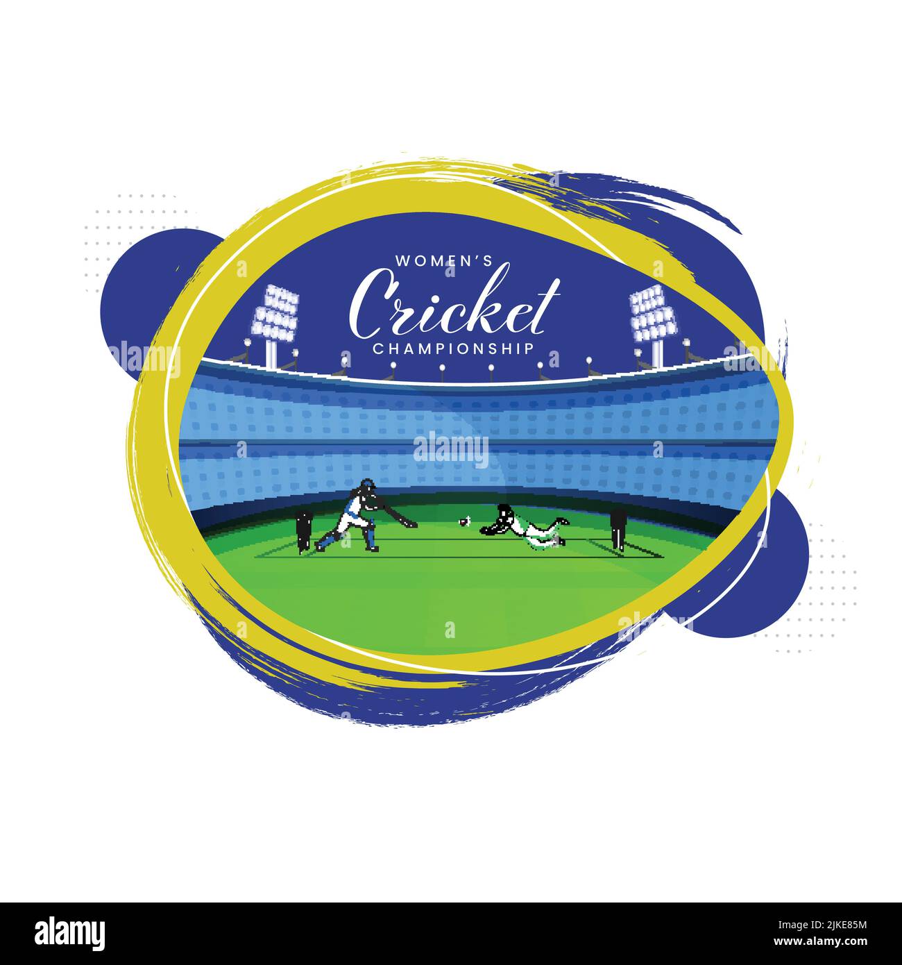 Women's Cricket Championship Concept With Female Bowler, Batter Player ...