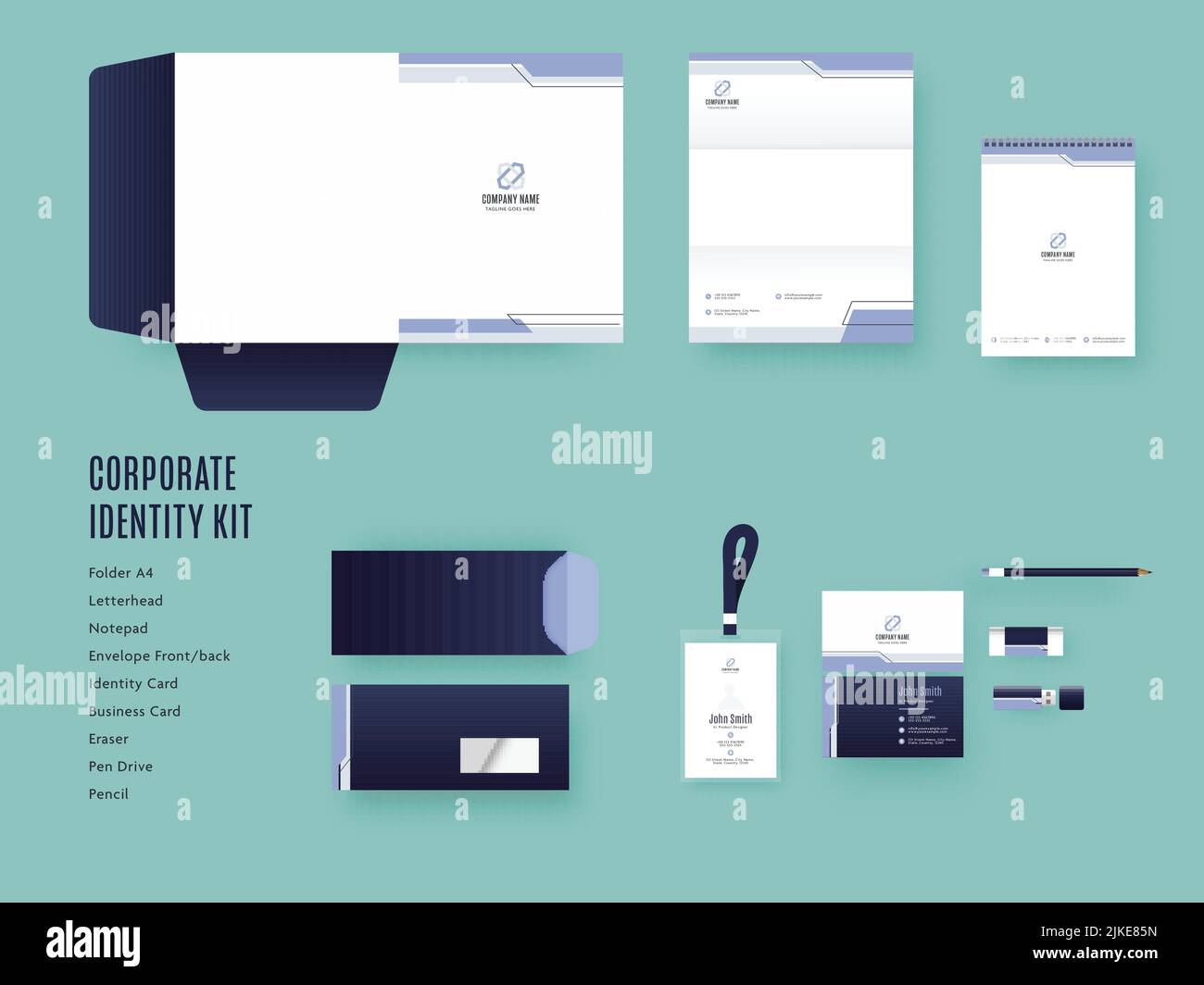 Presentation Corporate Identity Kits In White And Blue Color For ...