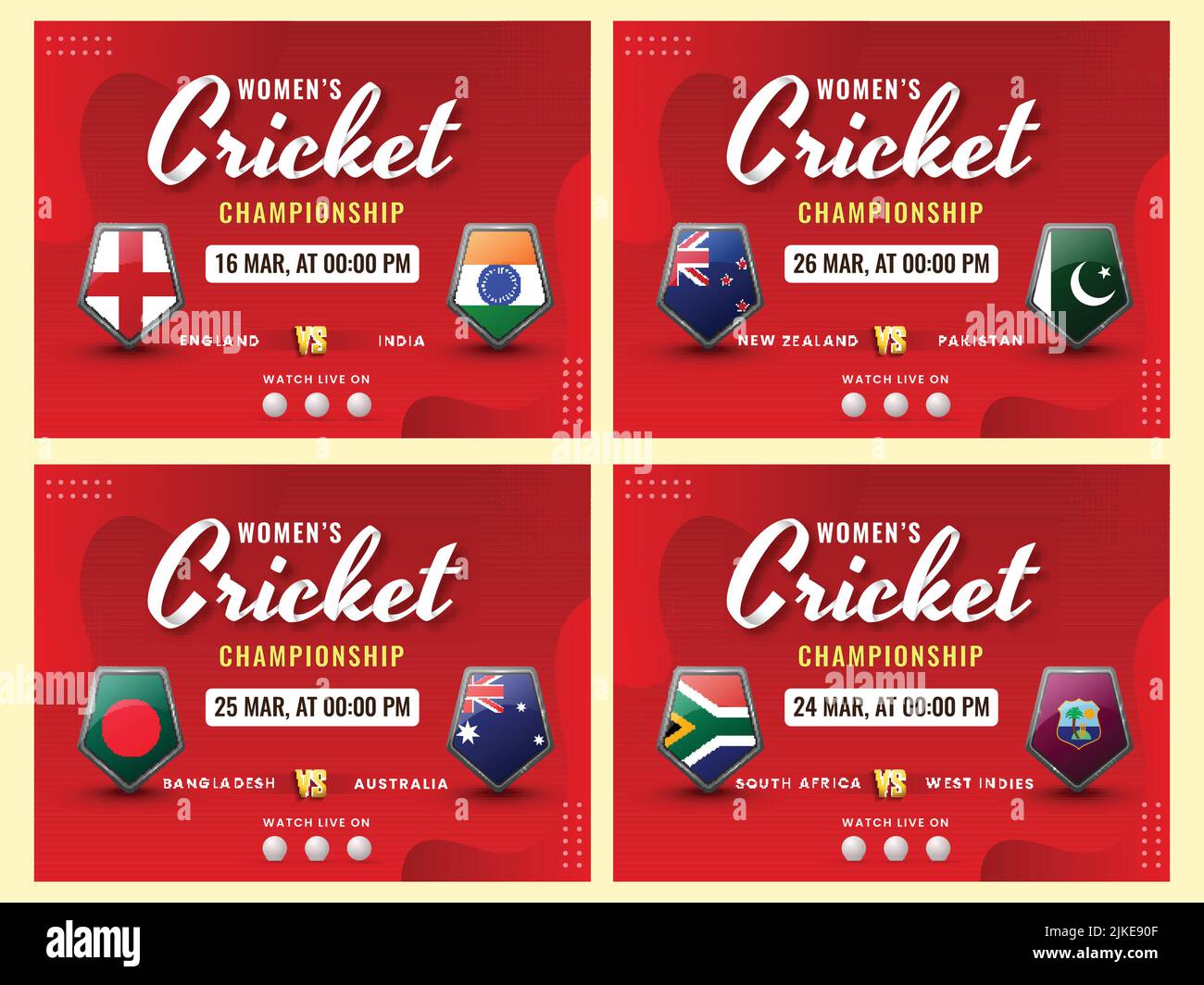 Women's Cricket Championship Poster Design With Participating Countries ...