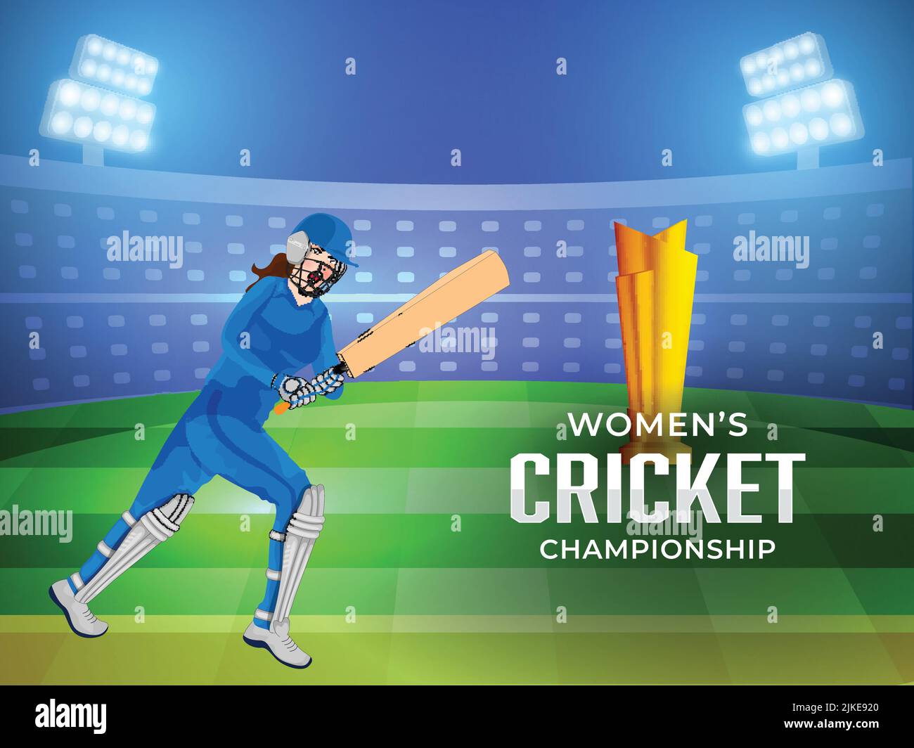 Women's Cricket Championship Concept With Female Batter Player In ...