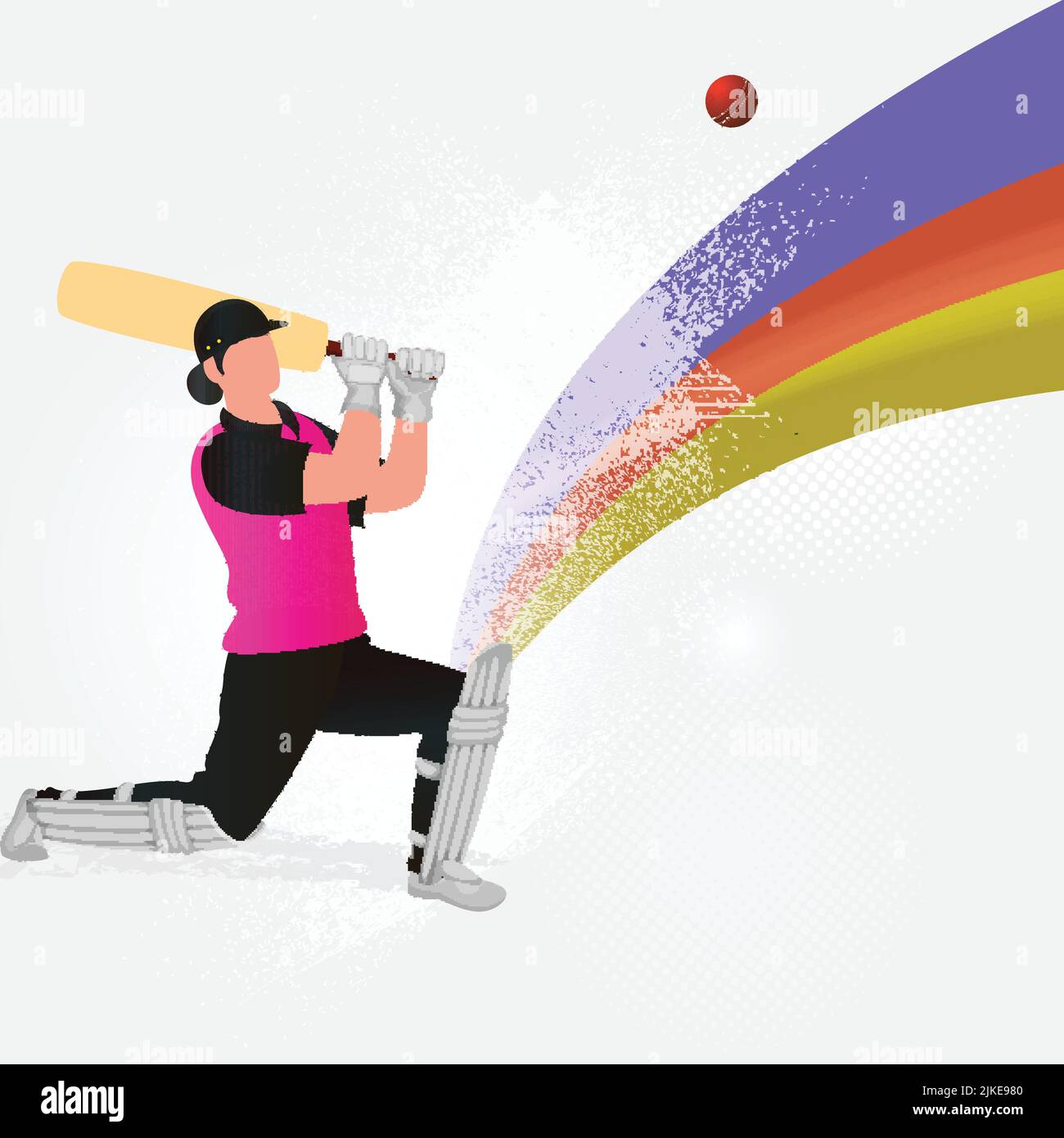 New Zealand Female Batter Player Hitting The Ball And Noise Effect Wavy ...