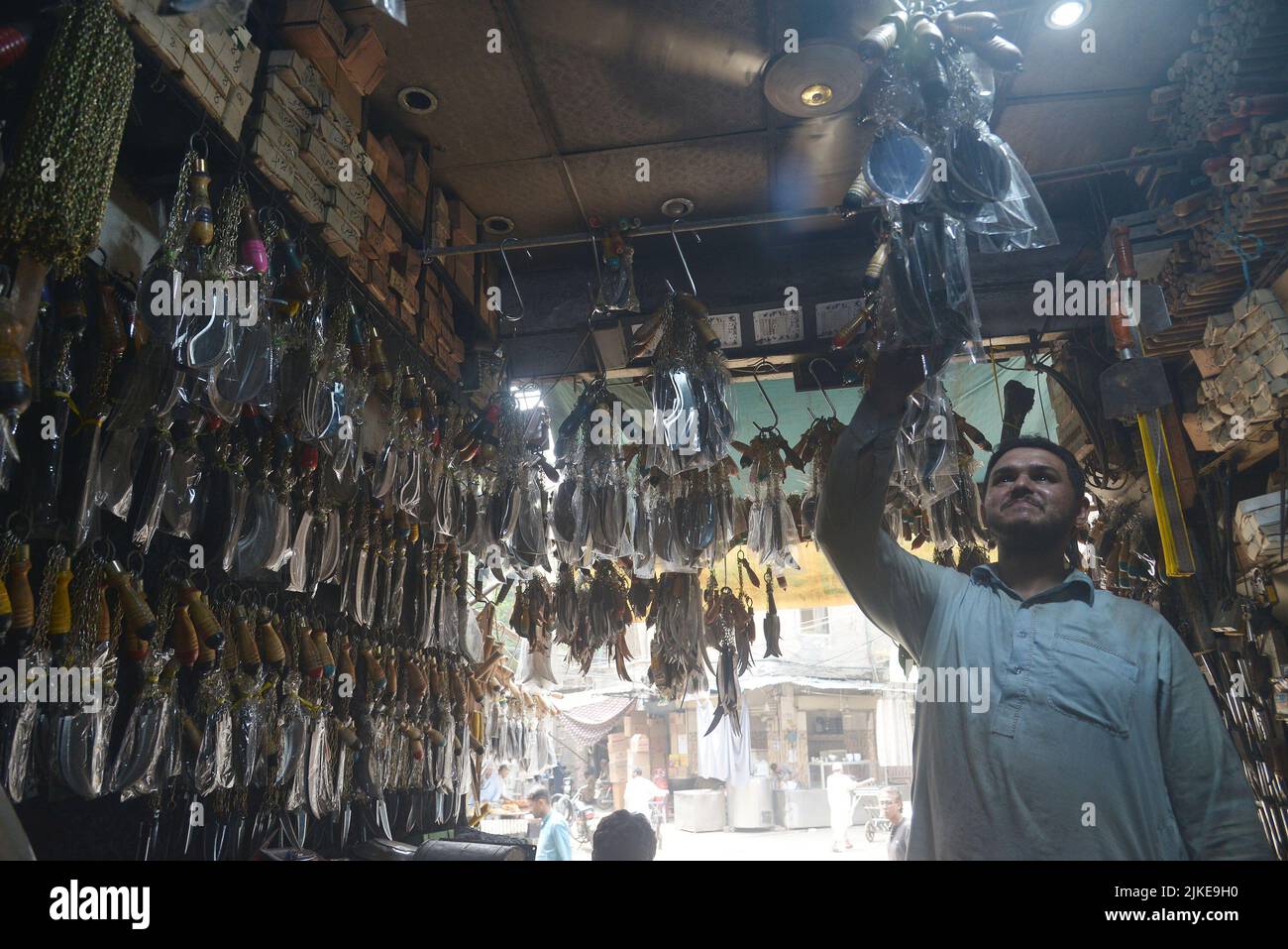 Lahore, Punjab, Pakistan. 1st Aug, 2022. Pakistani vendor displays ...