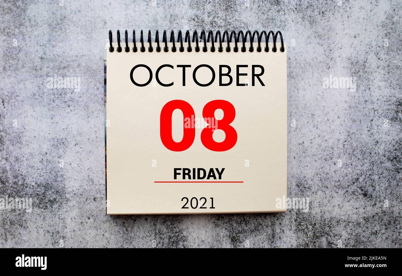 Save the Date written on a calendar - October 8 Stock Photo - Alamy