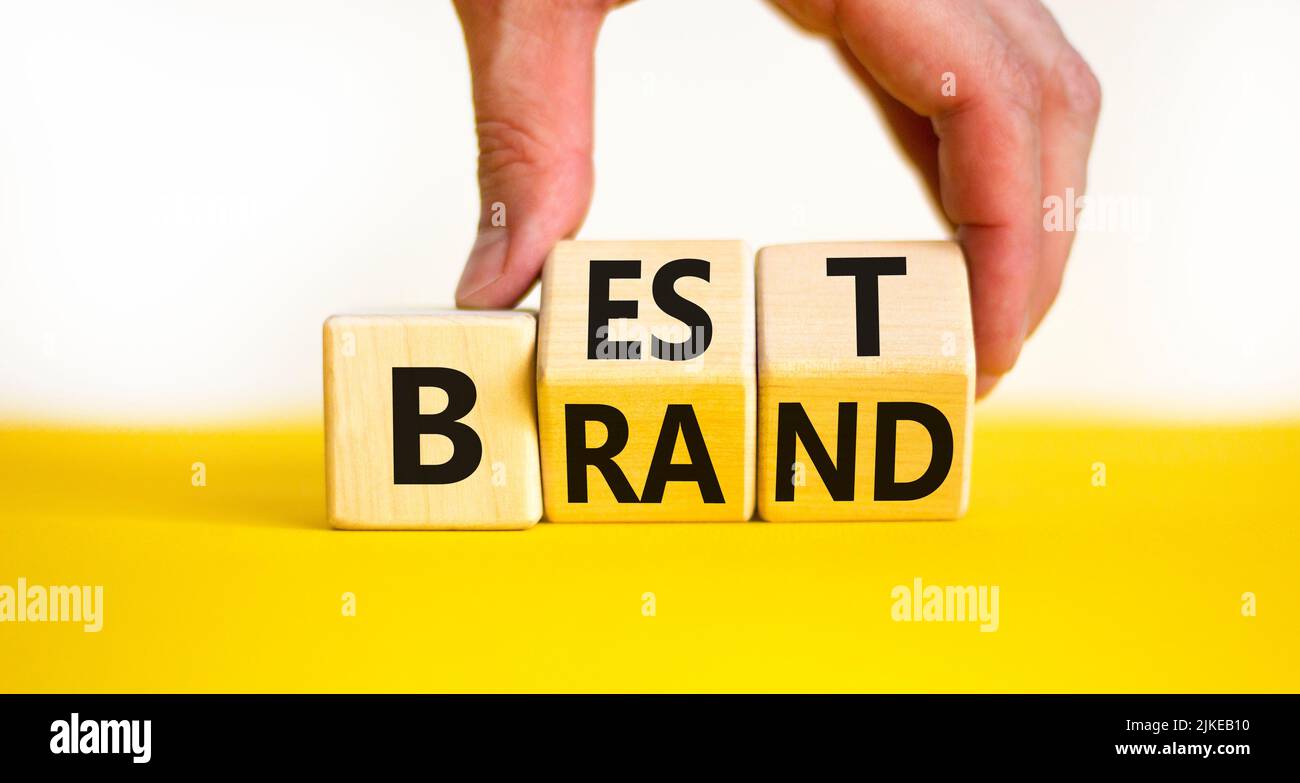 Build your best brand symbol. Concept words Best brand on wooden cubes ...