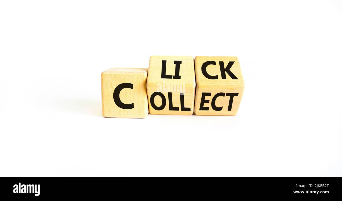Click and collect symbol. Concept words Click and Collect on wooden ...