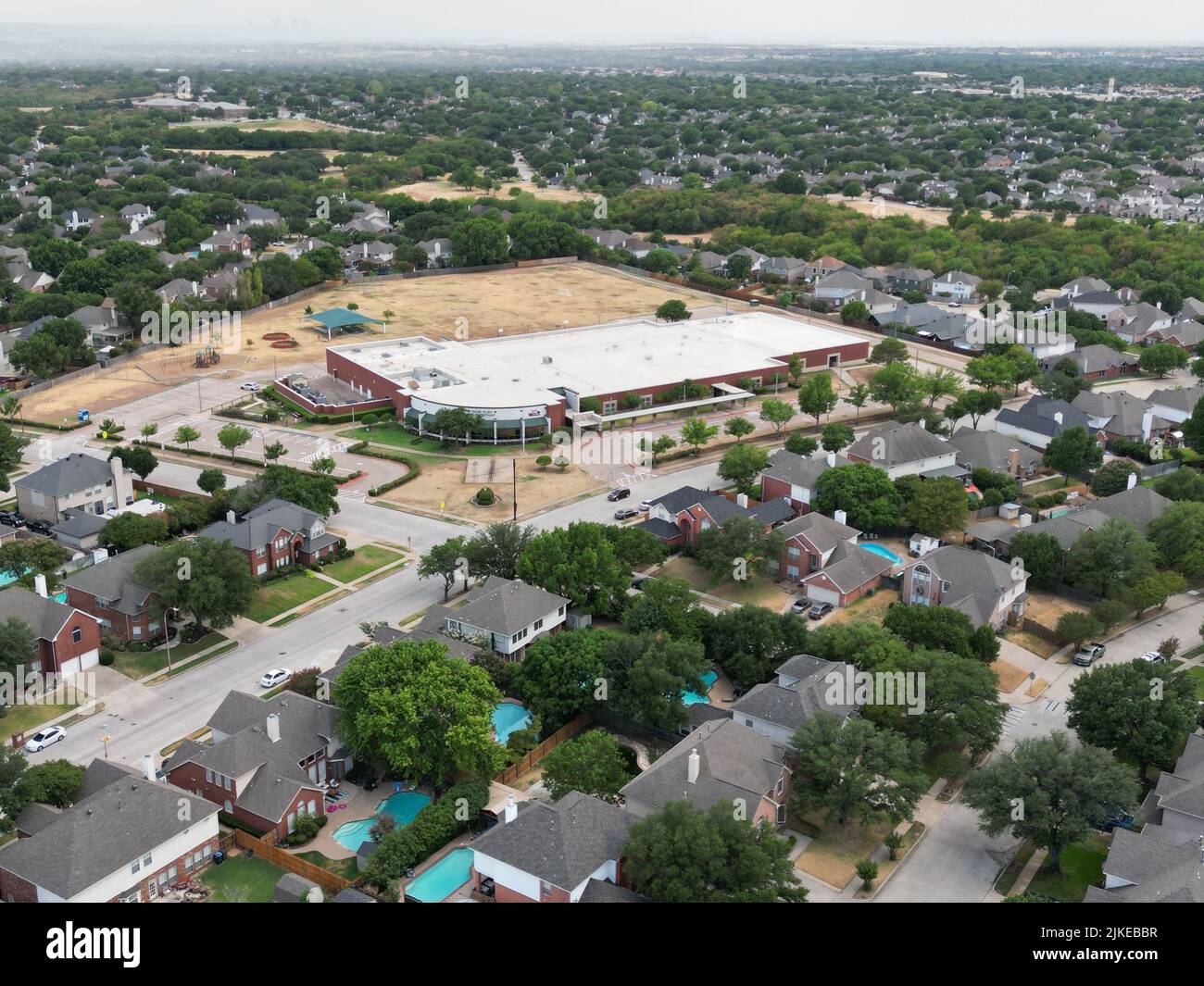 An aerial view of Park Glen Elementary School in Fort Worth, United ...