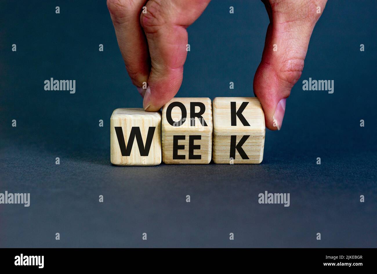 Work week symbol. Concept words Work week on wooden cubes. Businessman ...