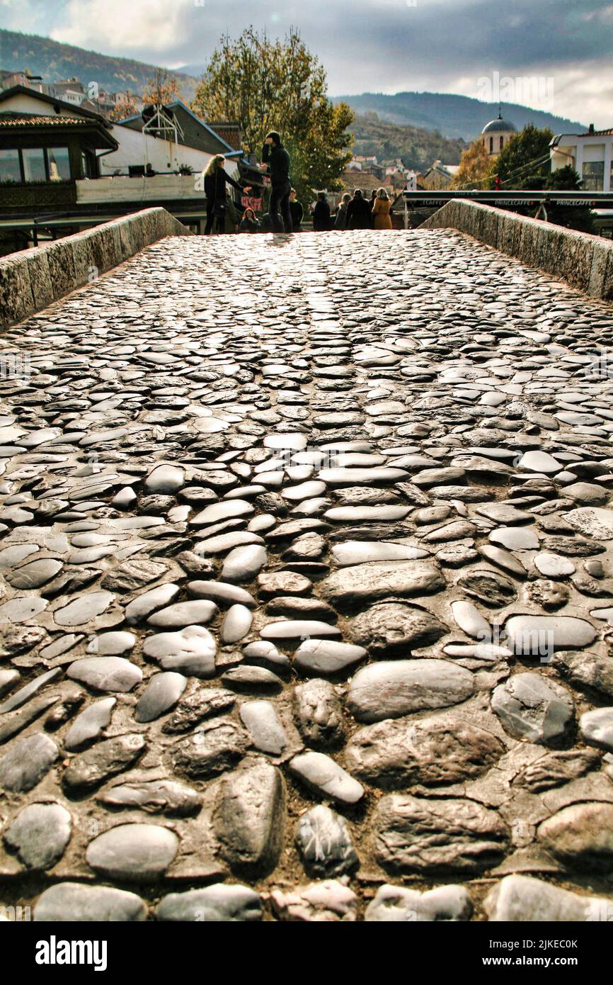 The stone bridge, the symbol of the old town in the city centre of ...