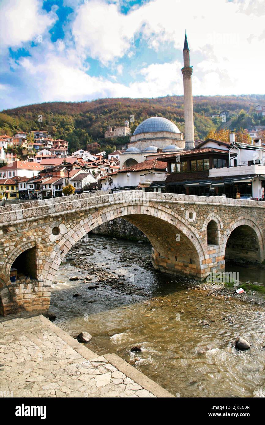 The stone bridge, the symbol of the old town in the city centre of ...