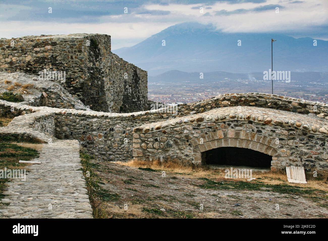 Shot of the ruins of the fortress of Kalaja, the most important in the ...