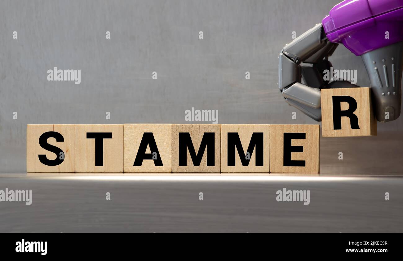 Stammer word made with building blocks. medical concept Stock Photo - Alamy