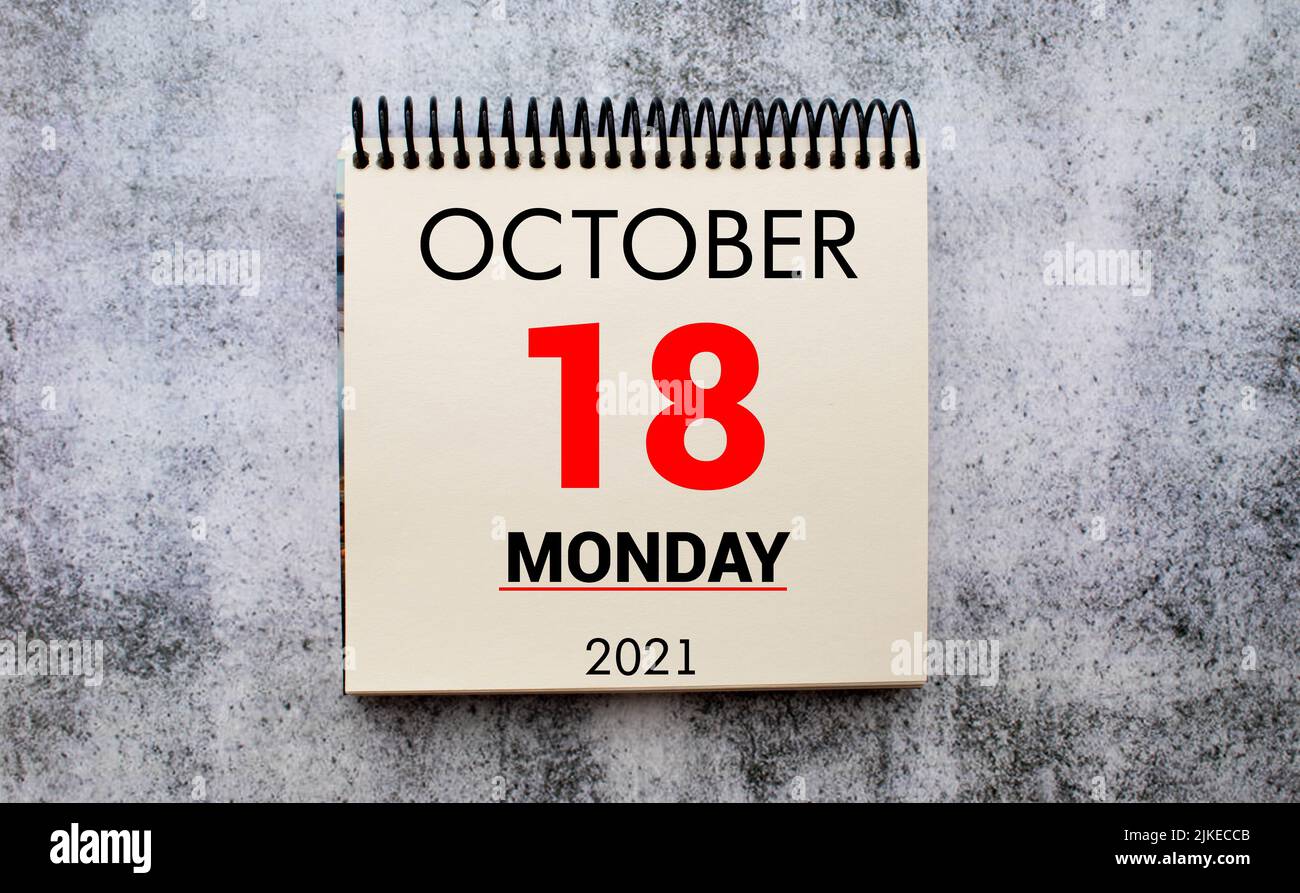 Save the Date written on a calendar - October 18 Stock Photo - Alamy