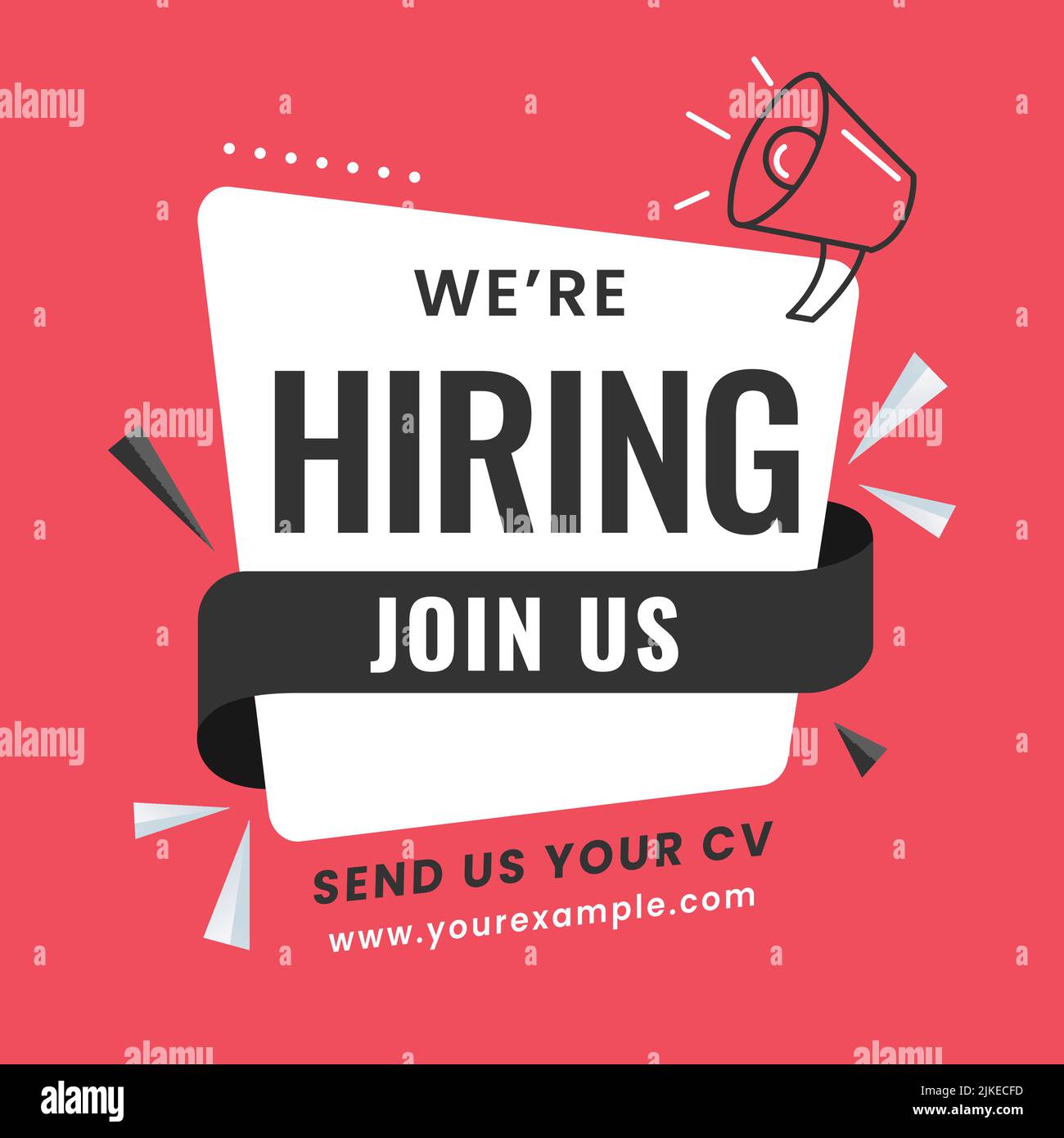 We're Hiring Join Us Lettering With Triangle Element, Loudspeaker On ...
