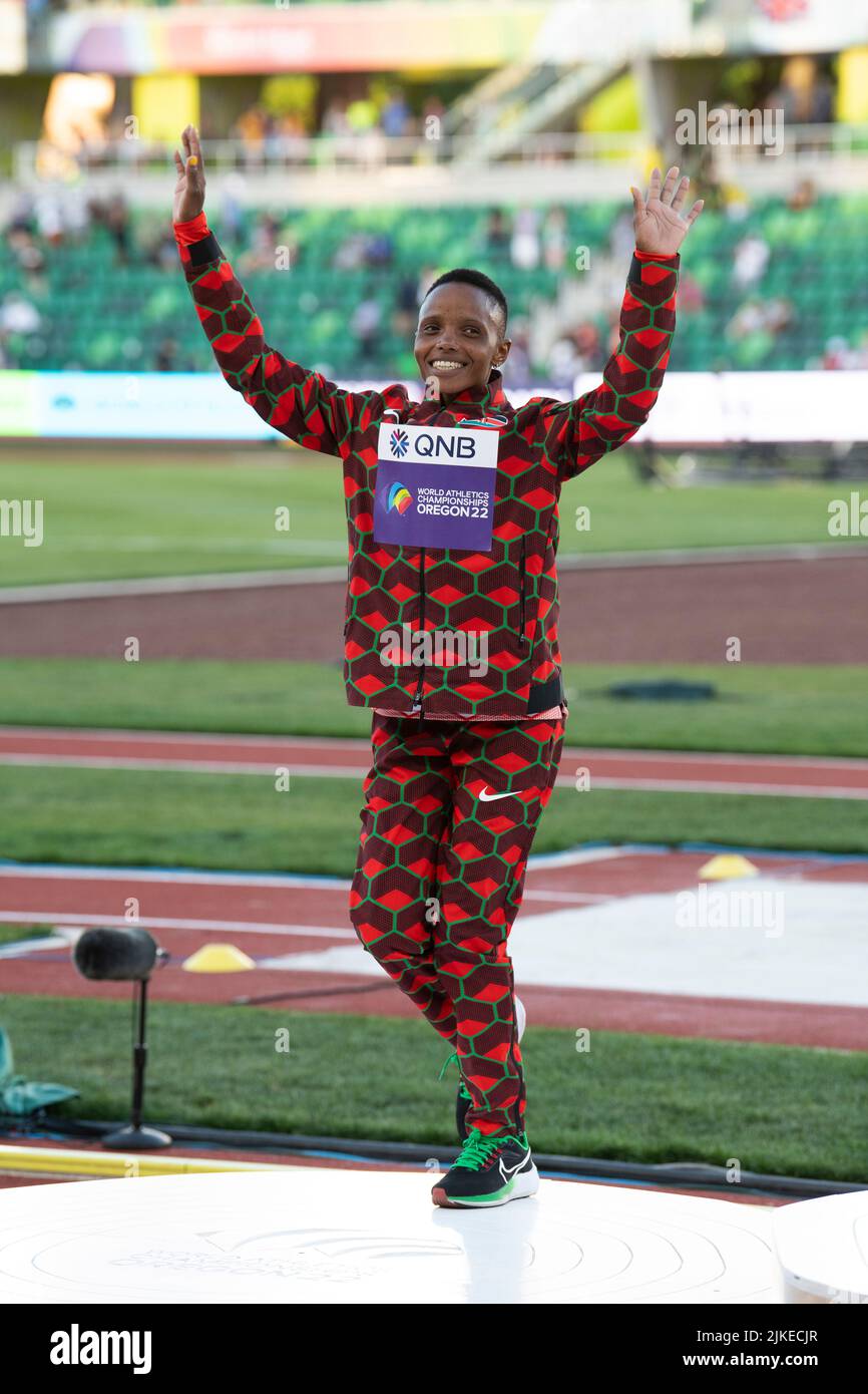 Beatrice Chebet (KEN) Silver medal presentation for the women’s 5000m ...