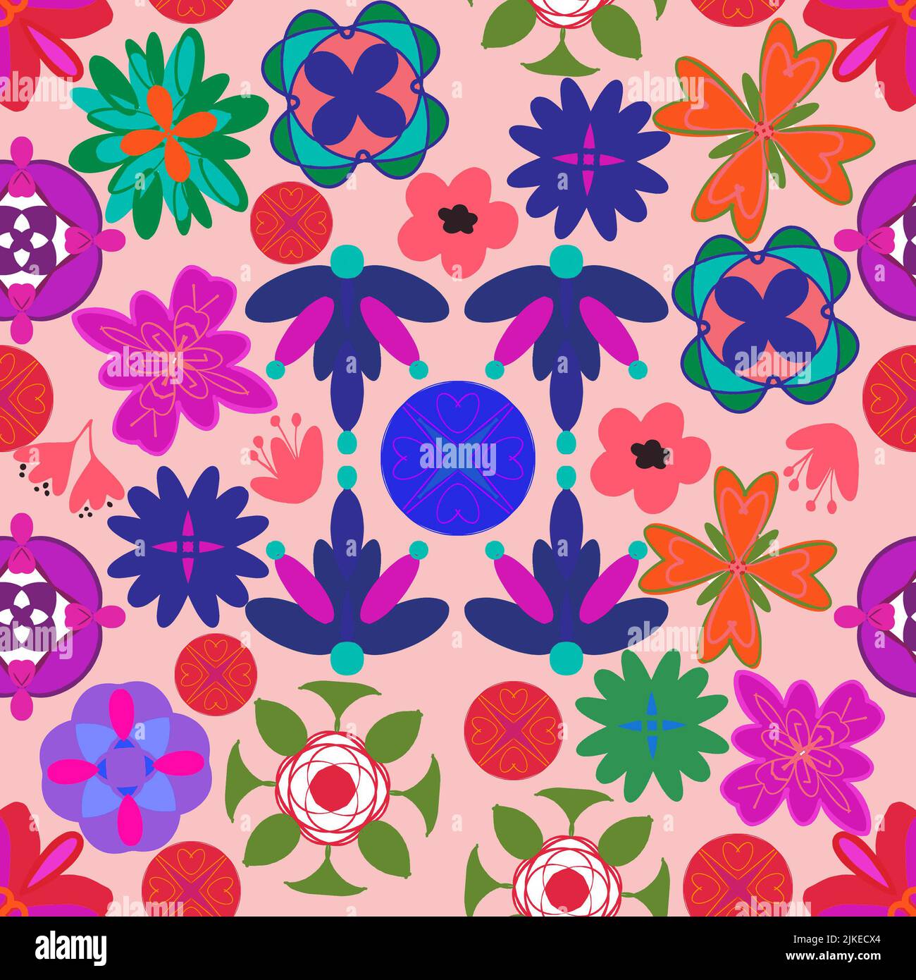 Colorful shapes clustered together to form a modern repeating pattern ...