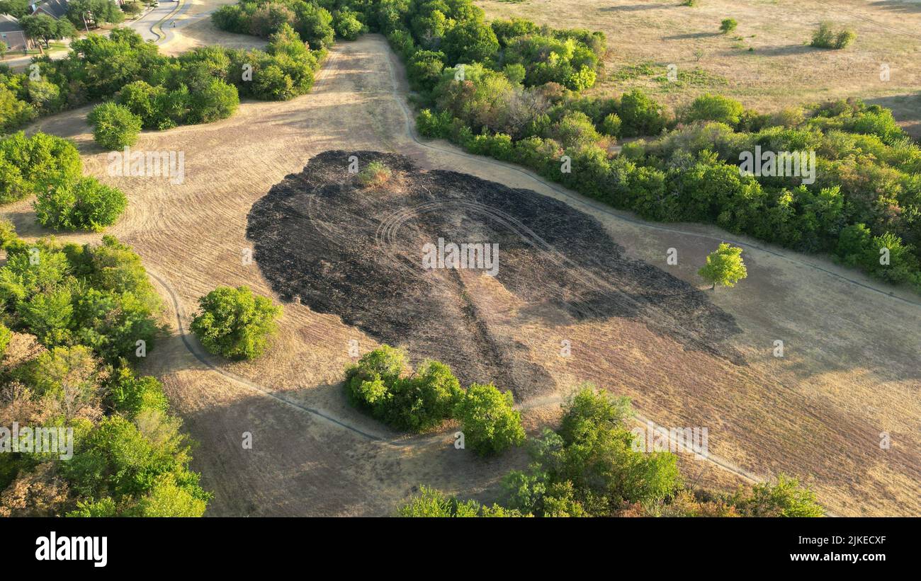 An aerial view of a rural field with bushes in Texas Stock Photo - Alamy