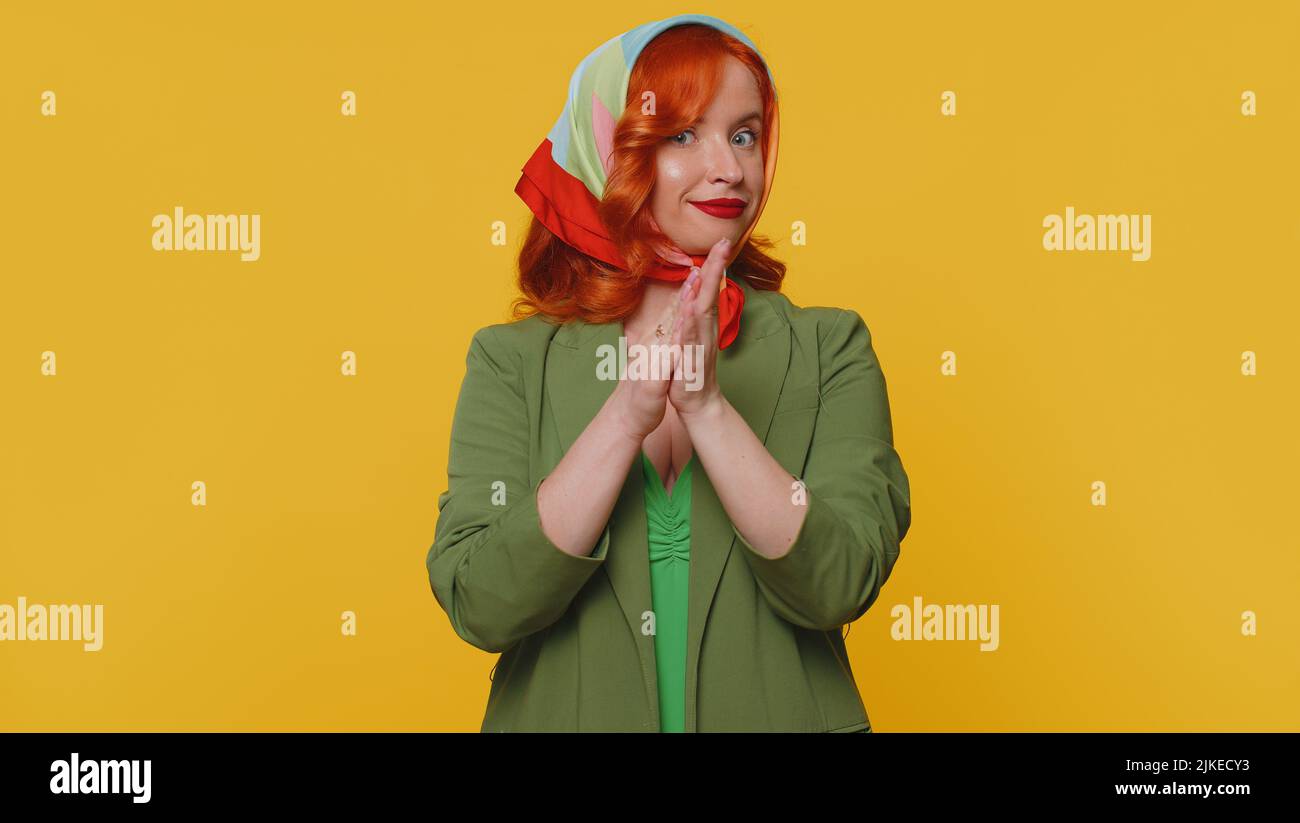 Great nice job. Cheerful positive happy woman in jacket showing thumbs ...