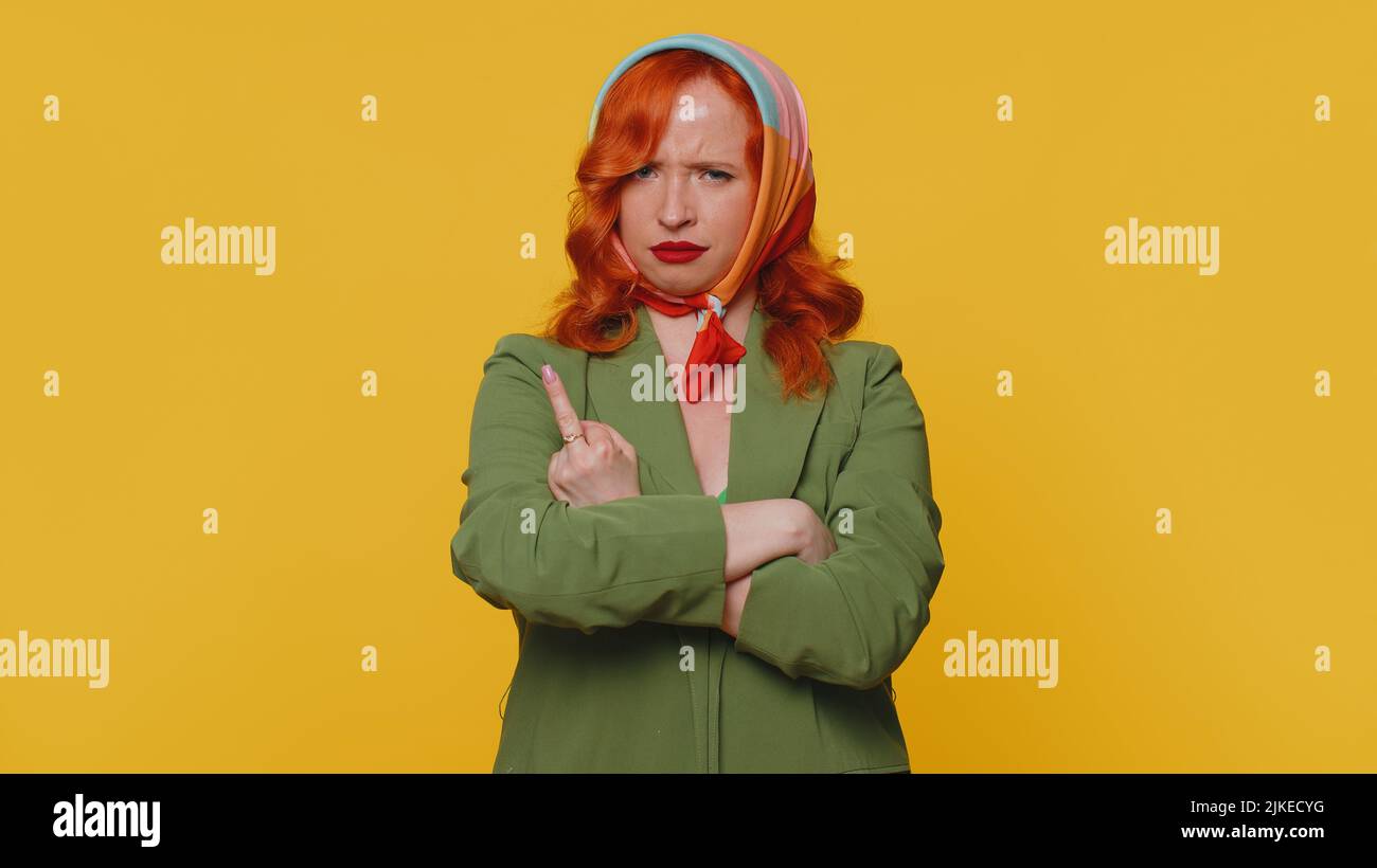 Aggressive Crazy Hooligan Redhead Young Woman Showing Around Her Middle ...